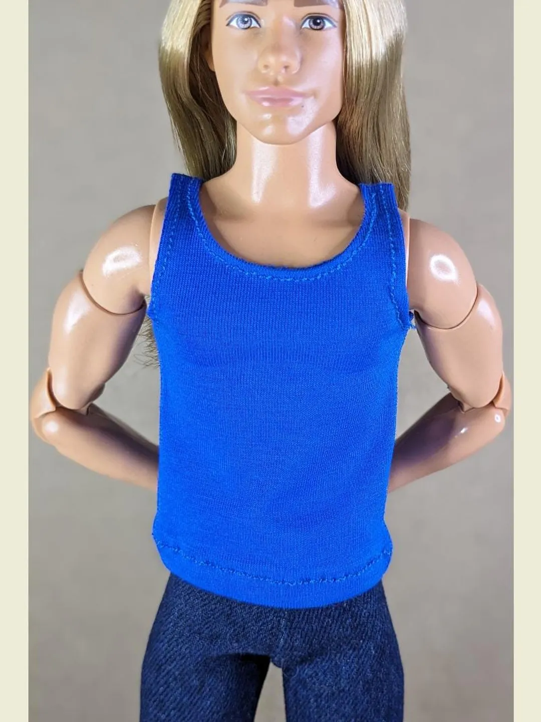 Blue tank top for 12 inch fashion male dolls