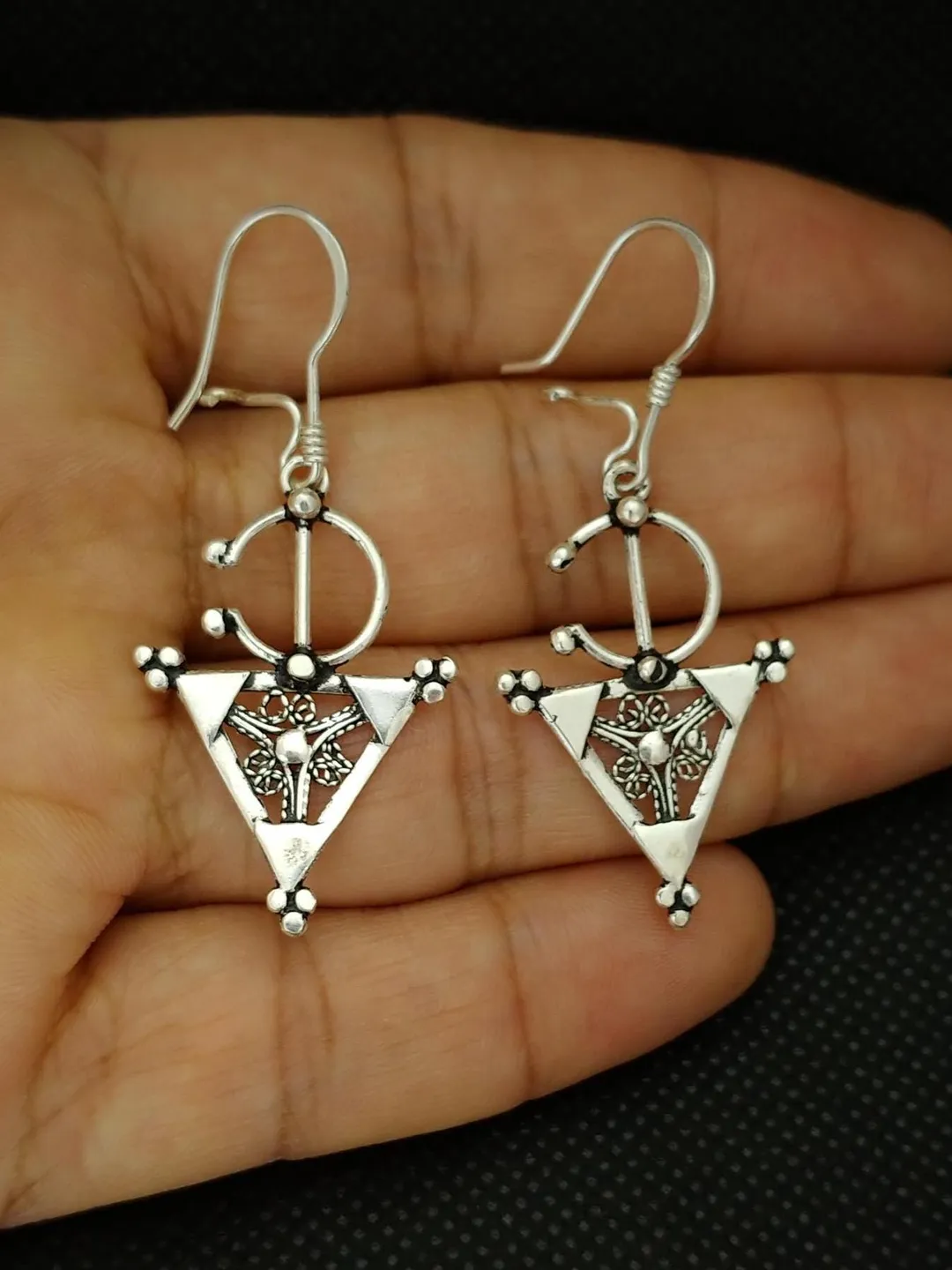 Moroccan Large Earring Silver Berber Tazerzit Dangle Jewelry Vintage ...
