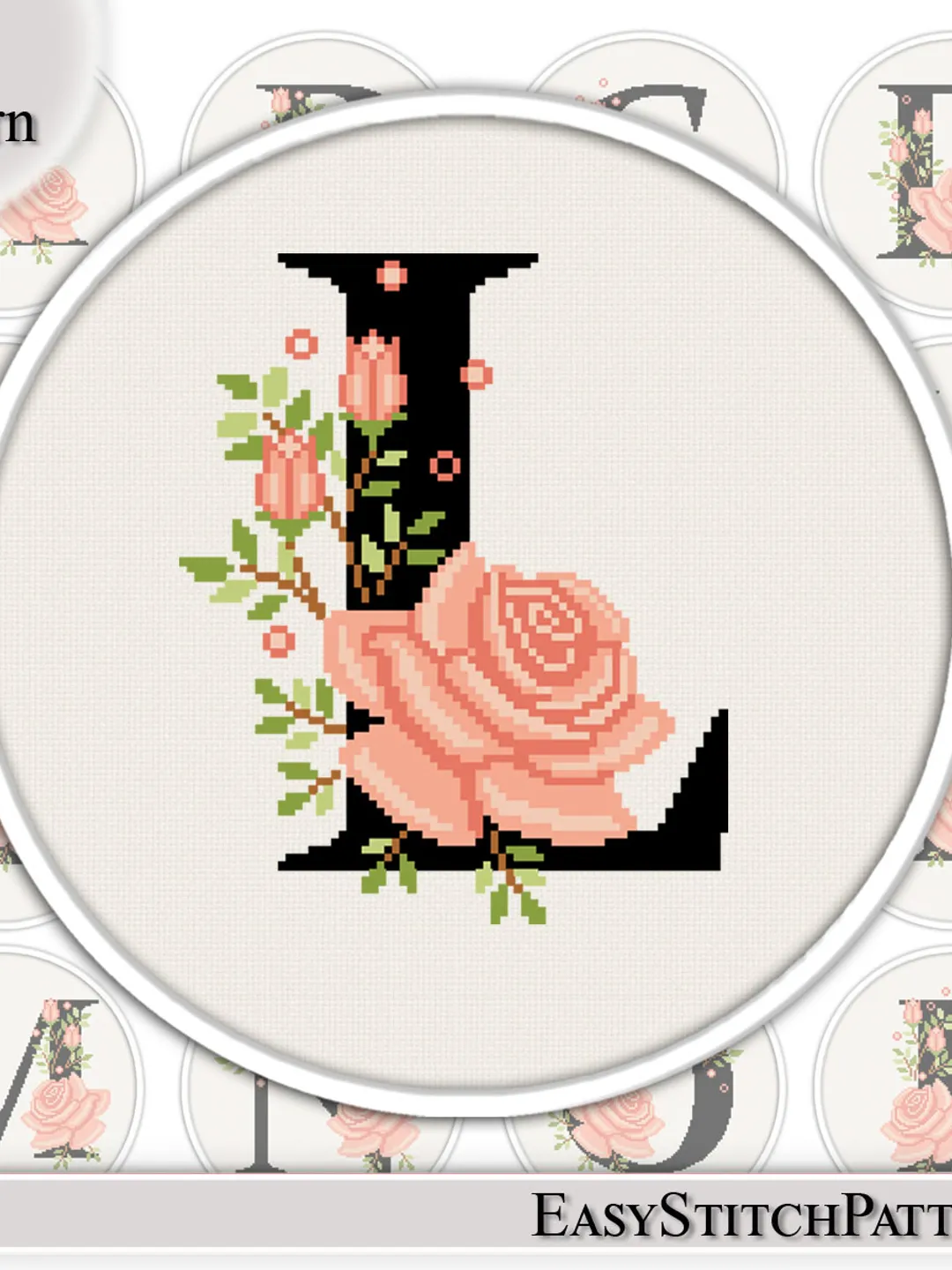 Letters in flowers | Set of patterns for Quilling | Initials A - Z