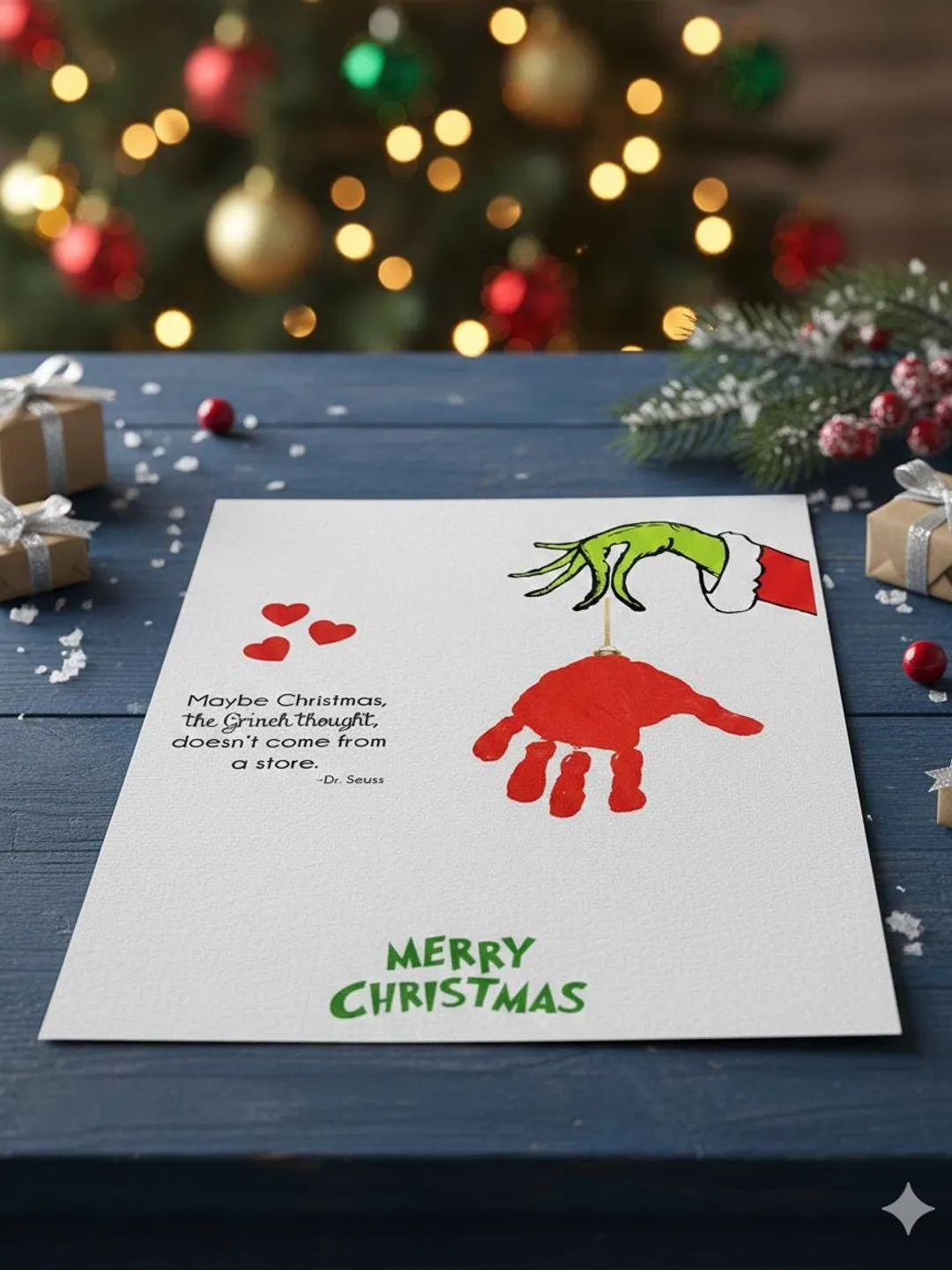 Christmas Handprint grinch Art Printable • Kids Holiday Handprint ...