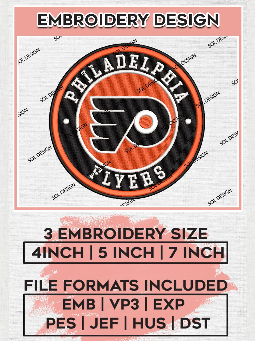 Philadelphia Flyers Circle Logo Machine Embroidery Files, NHL ...