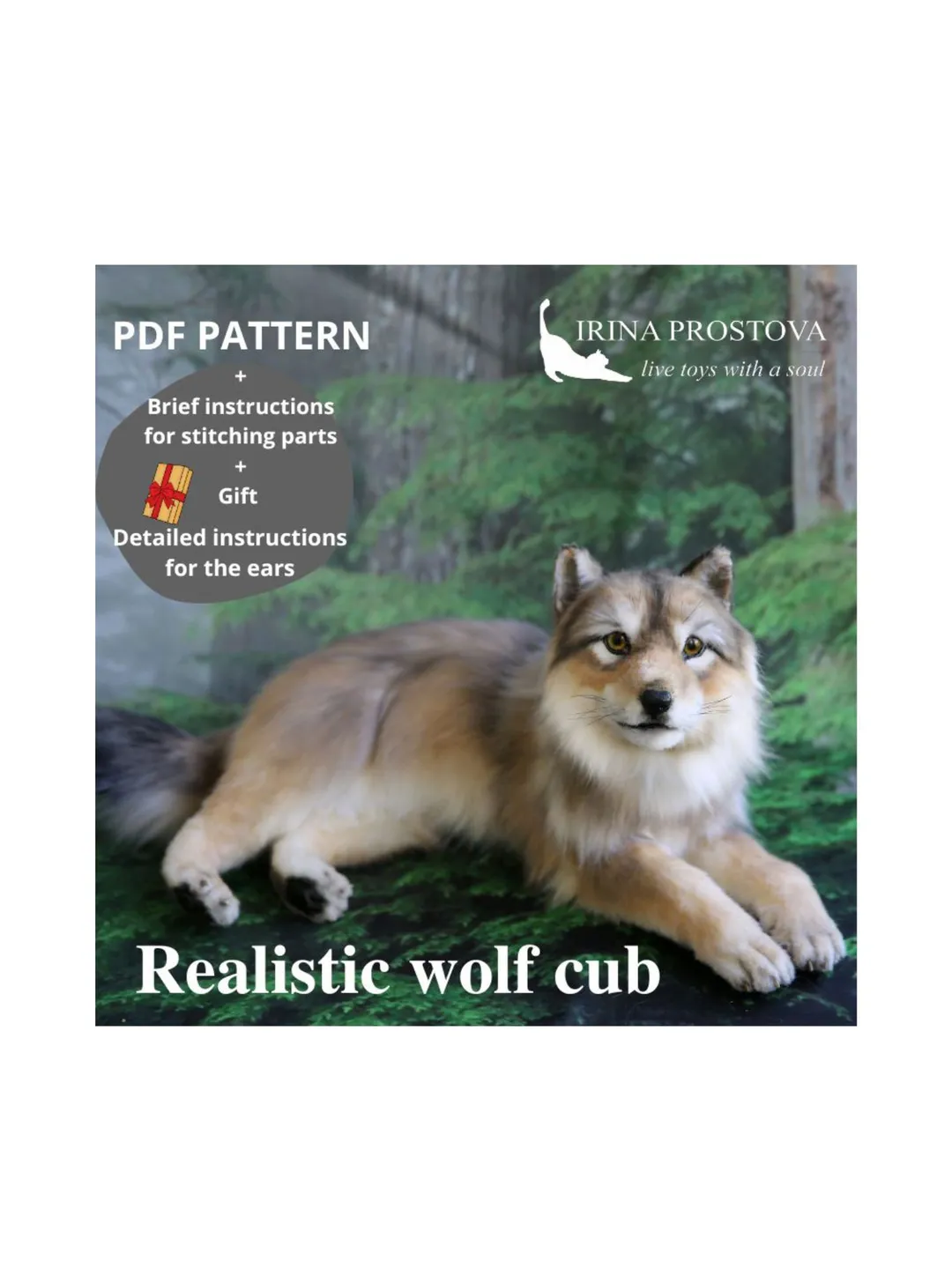 Pattern Wolf | Realistic sewing toy pattern | Wolf cub | Stuffed ...