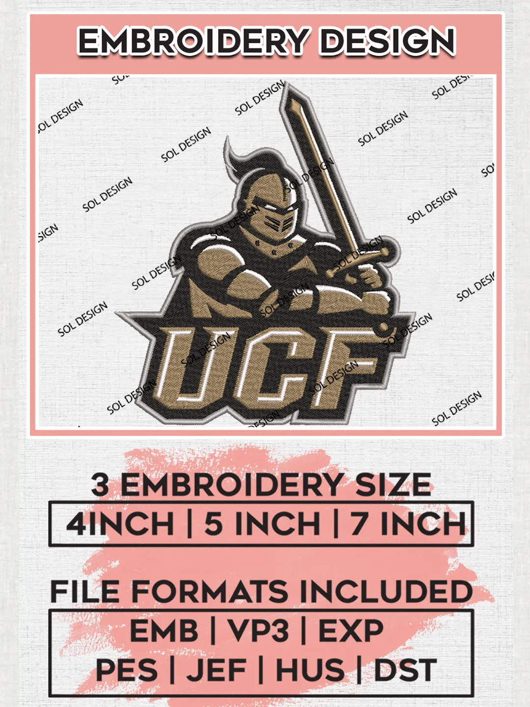 UCF Knights Embroidery Design Files, NCAA Logos Embroidery Designs ...