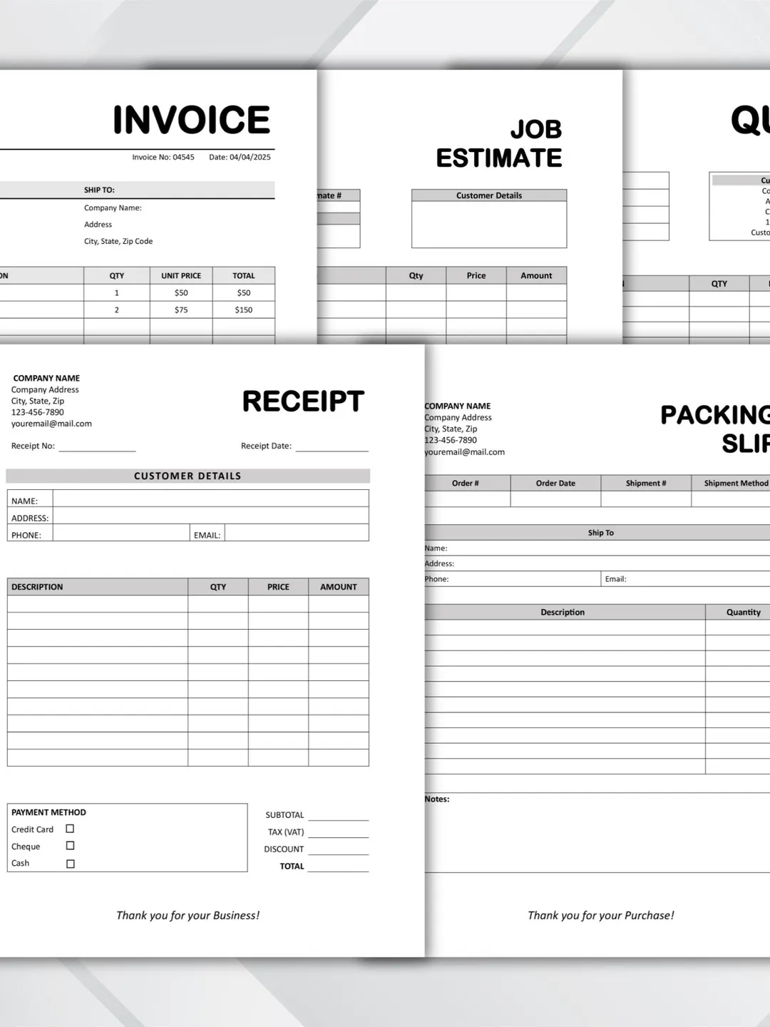 Printable Quote Template. Quote Form. Job Proposal. Price Estimate for ...