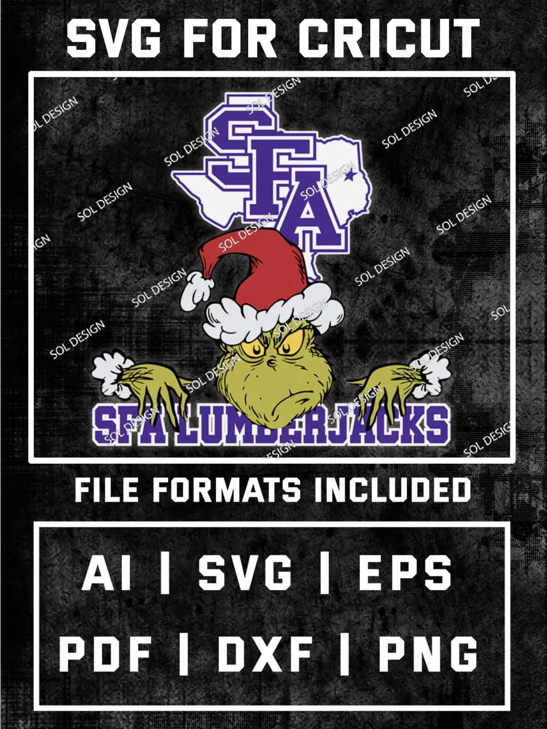 Grinch Stephen F. Austin Lumberjacks SVG, NCAA SVG Design, NCAA SFA ...