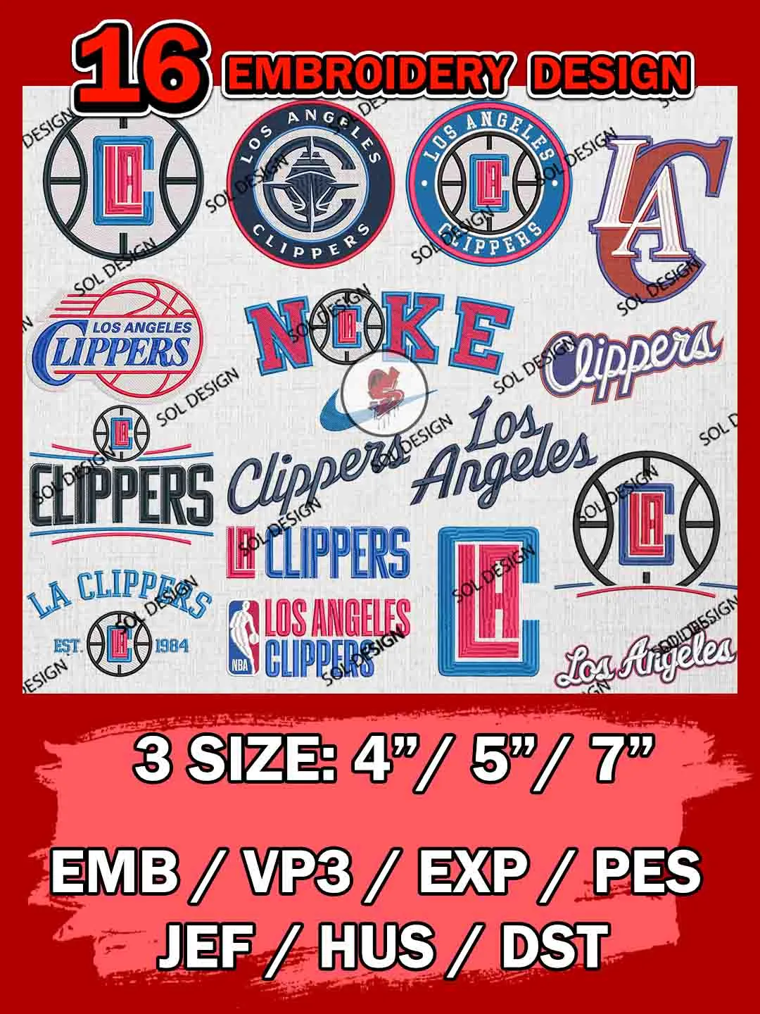 NBA LA Clippers Bundle Embroidery Files, NBA LA Clippers Team ...