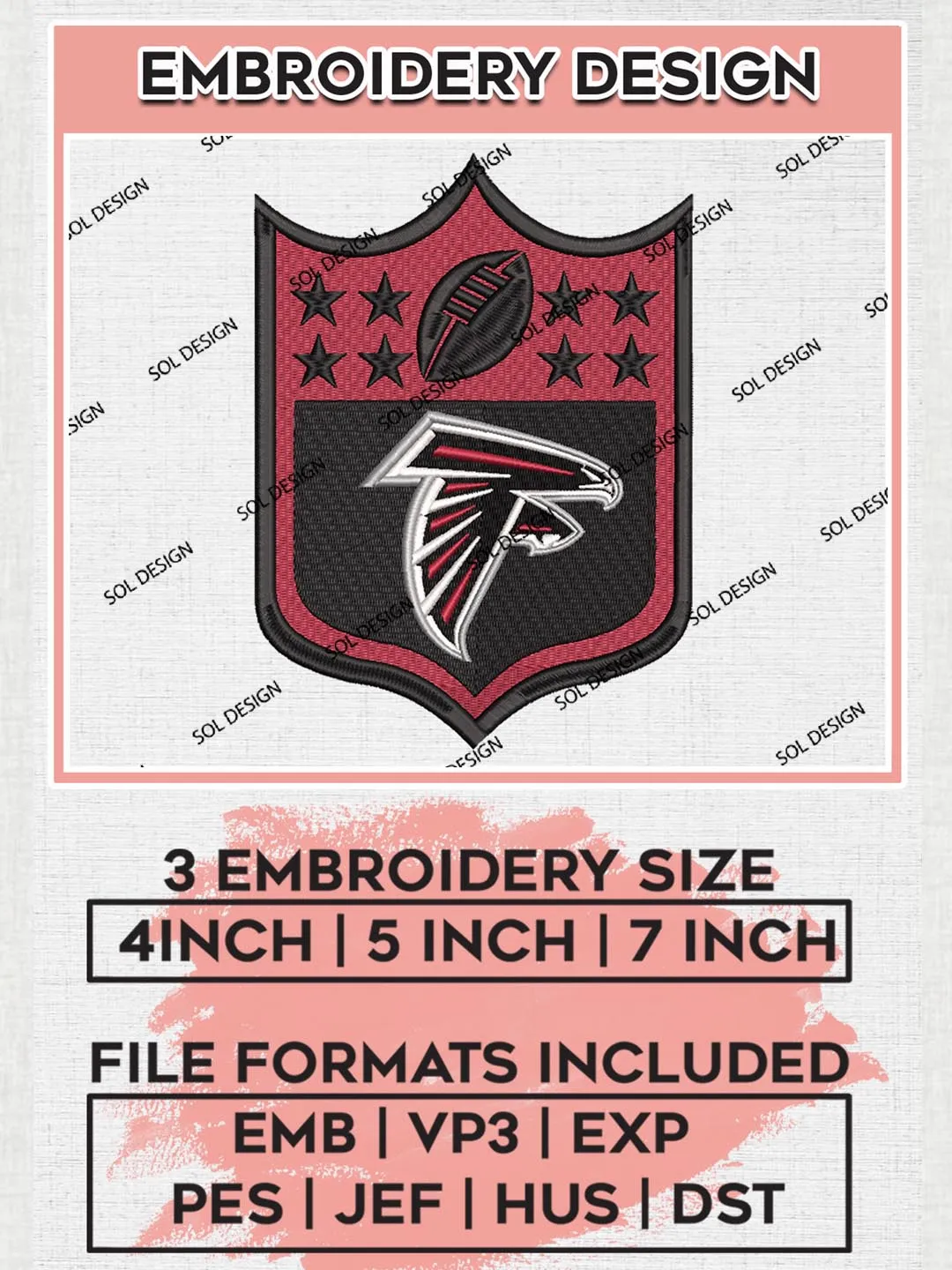 Atlanta Falcons Embroidery Designs, NFL Falcons, NFL Embroidery Designs ...