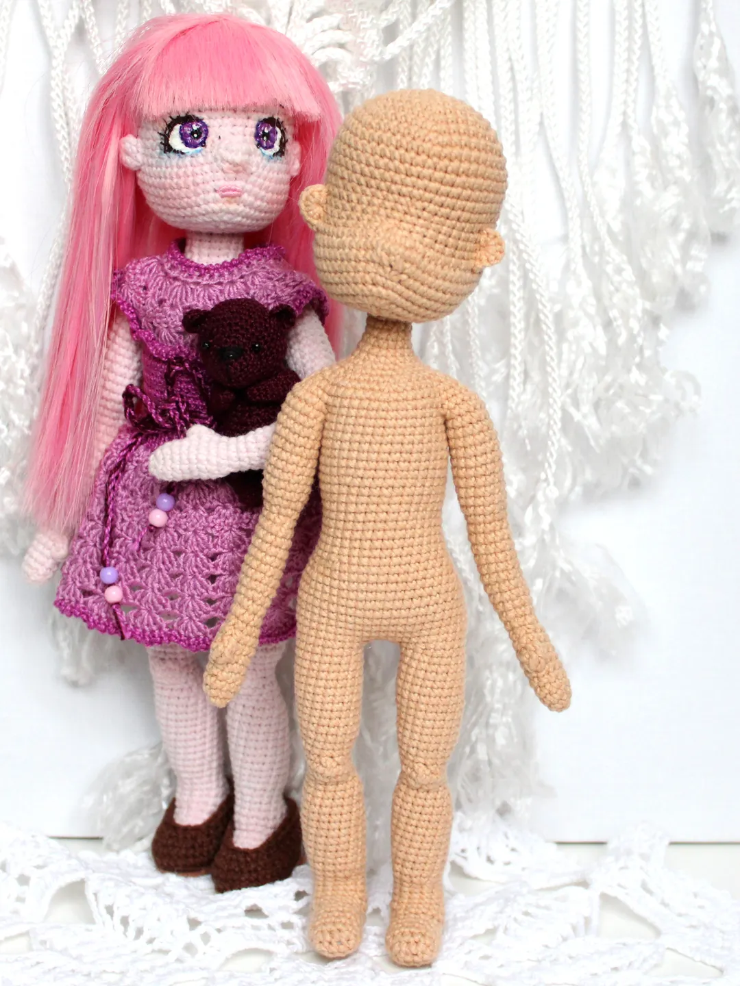 Pattern doll crochet body with pigtails