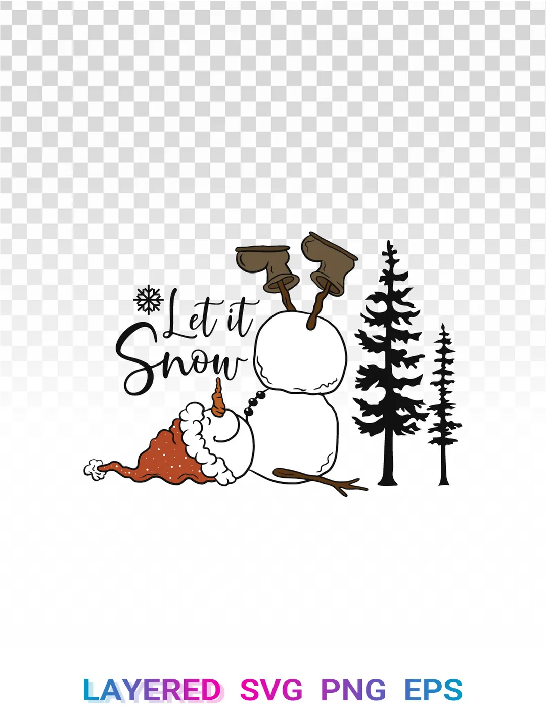 Let It Snow Snowman SVG, Christmas Winter PNG Clipart
