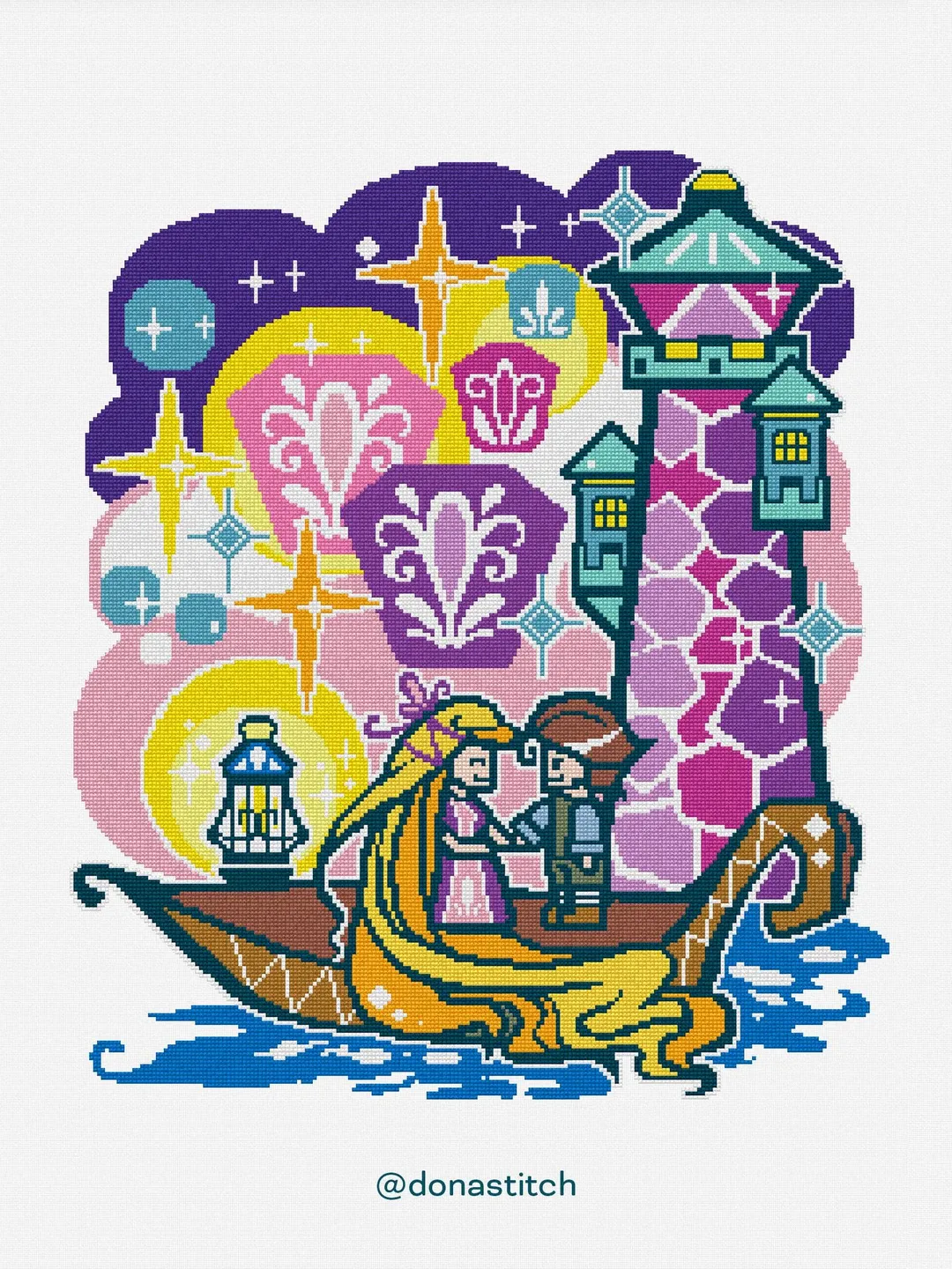Rapunzel Cross Stitch Needlepoint Pattern : Fairytale Princess ...