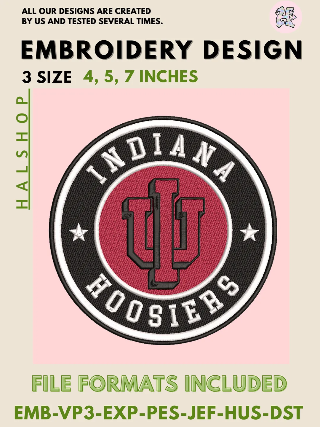 Indiana Hoosiers Logo Machine Embroidery Design, NCAA Indiana Hoosiers ...