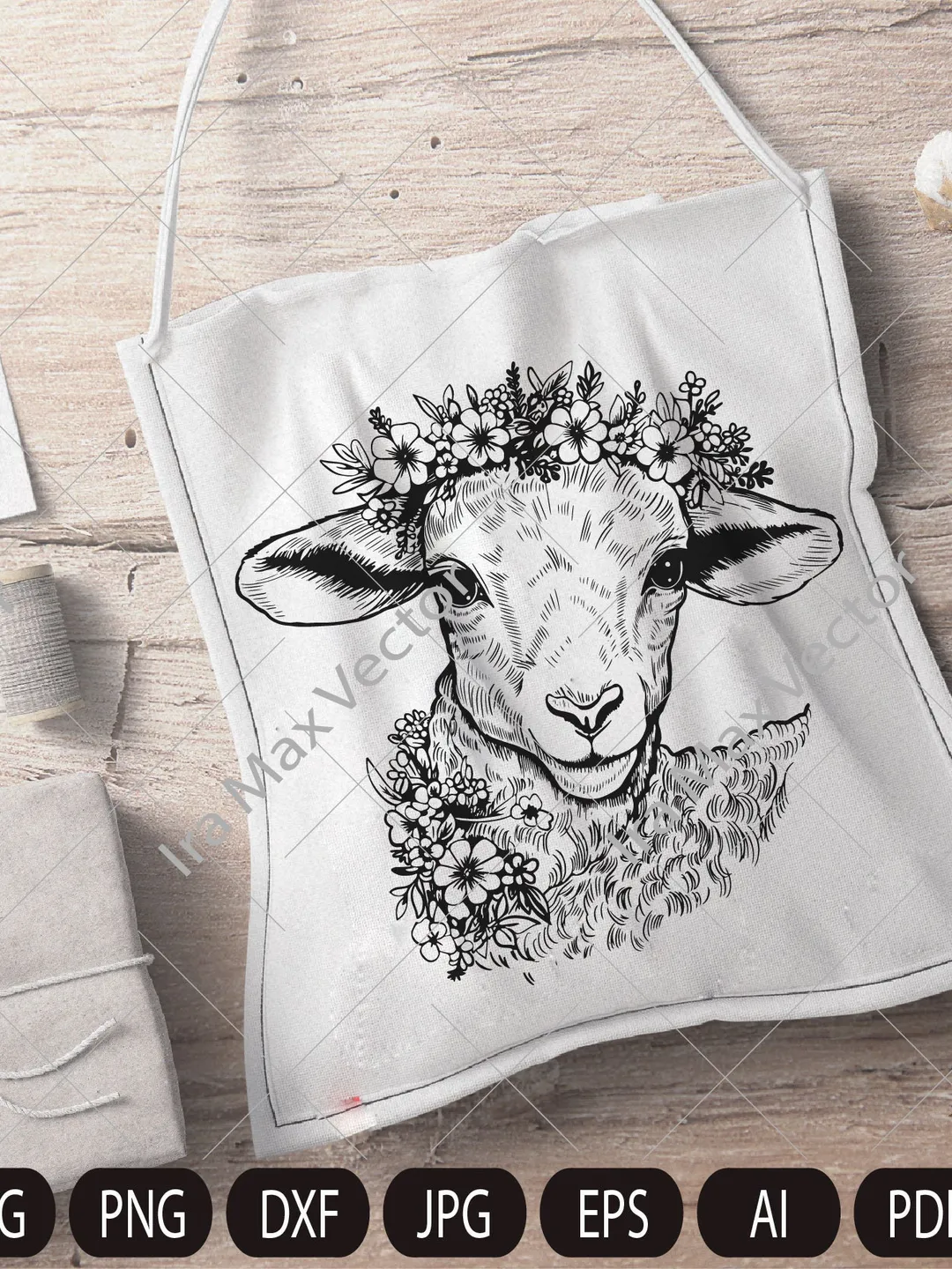Lamb Svg, Sheep svg, lamb with flower crown, Cute Farm Animal ...