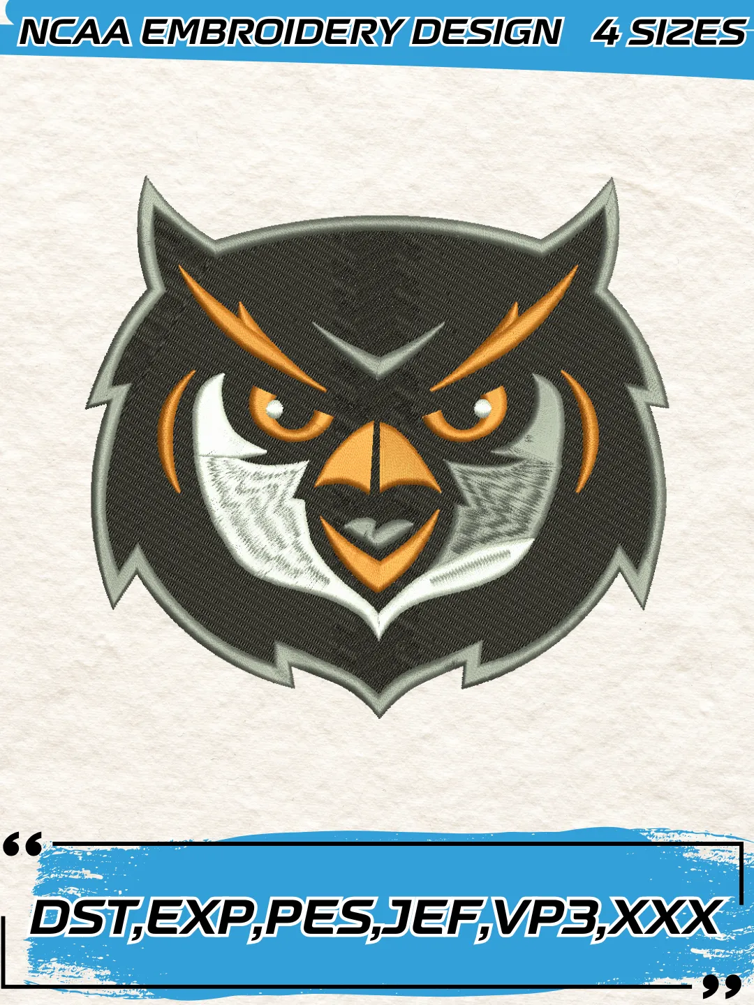 Rice Owls Logo Embroidery Design,NCAA Logo Embroidery Design,Machine ...