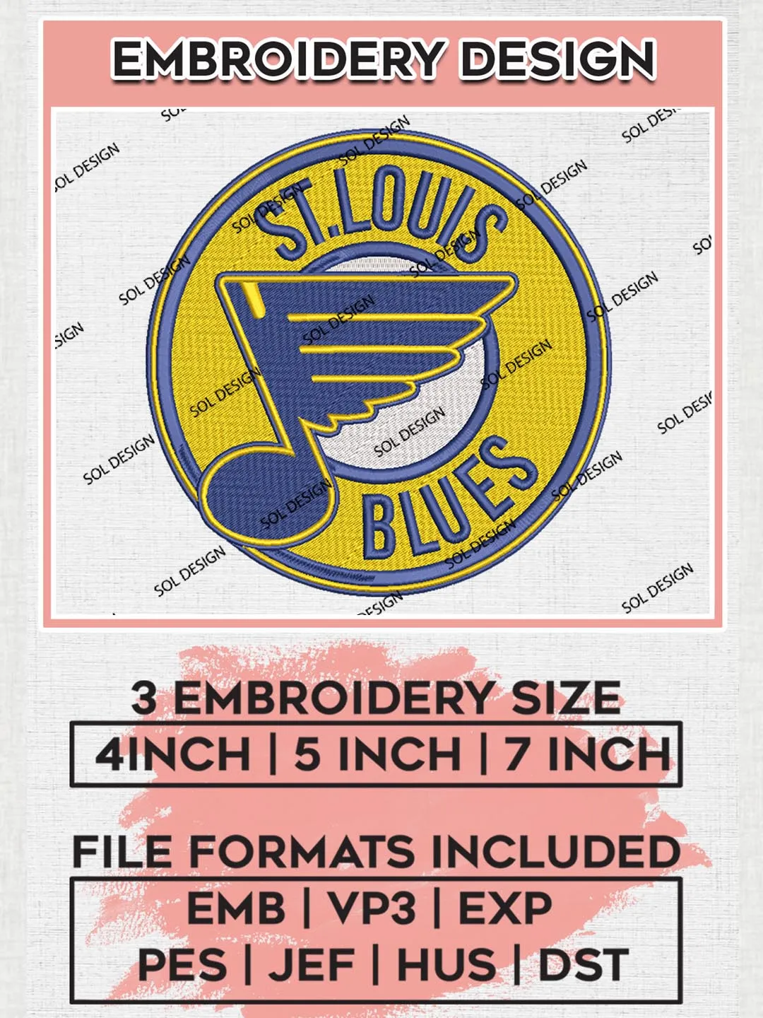 NHL St. Louis Blues Embroidery Files, NHL St. Louis Blues Machine ...