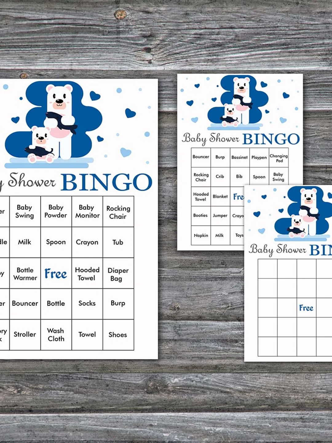 Polar bear Baby Shower Bingo Cards,Winter animals Baby Shower Bingo ...