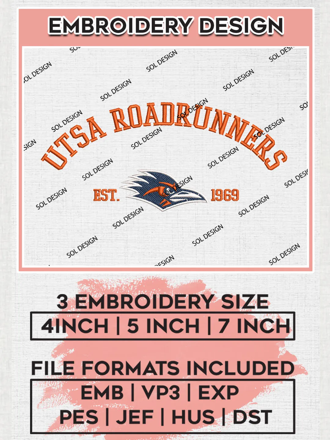 NCAA UTSA Roadrunners Team Est 1969 Logo Embroidery Design Files, NCAA ...