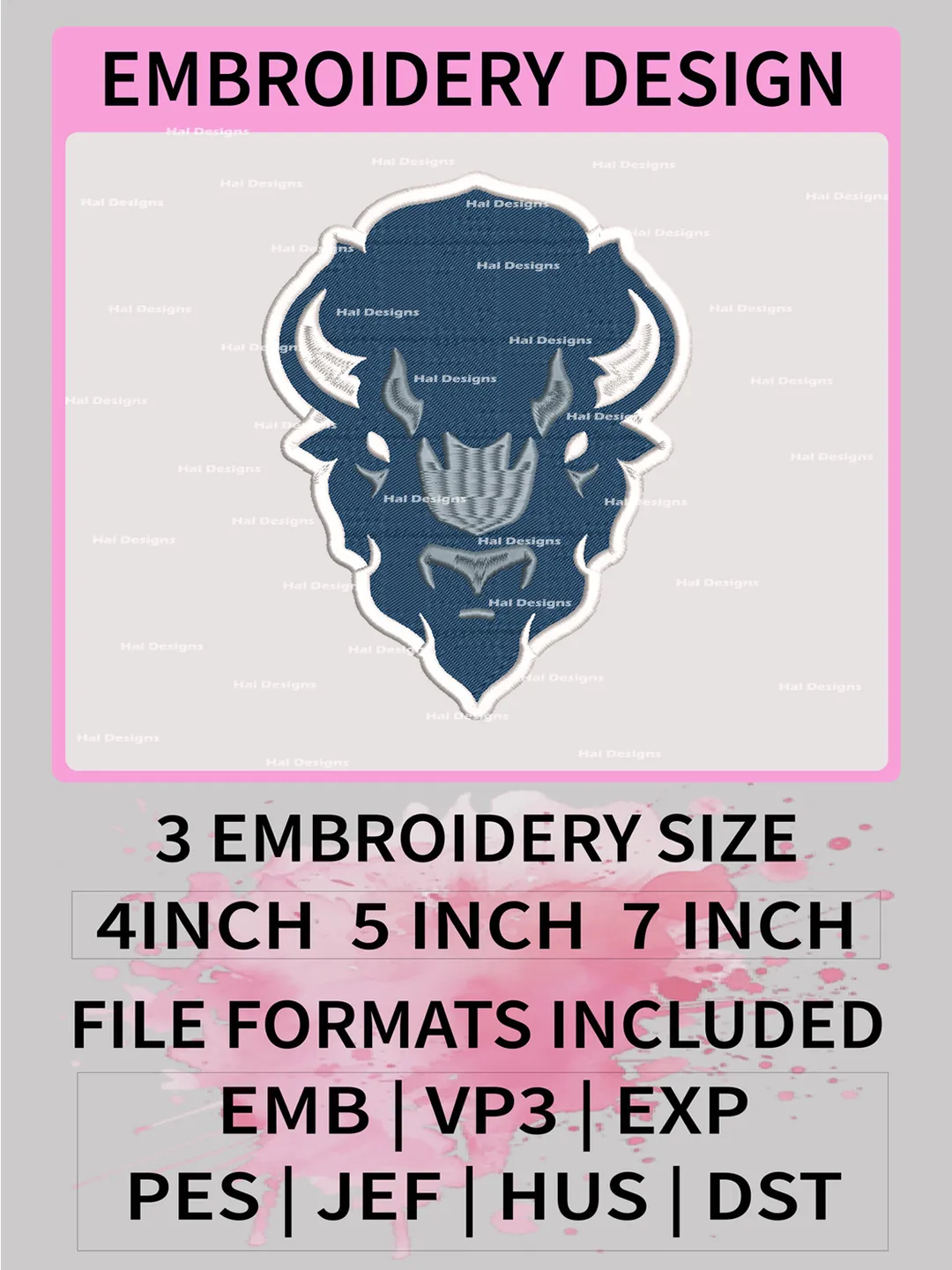 NCAA Howard Bison Embroidery File, 3 Sizes, 6 Formats, NCAA Machine ...