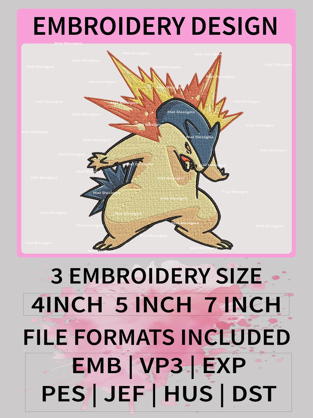 Pokemon Typhlosion Embroidery Design, Pokemon Dmbroidery, Anime Design ...