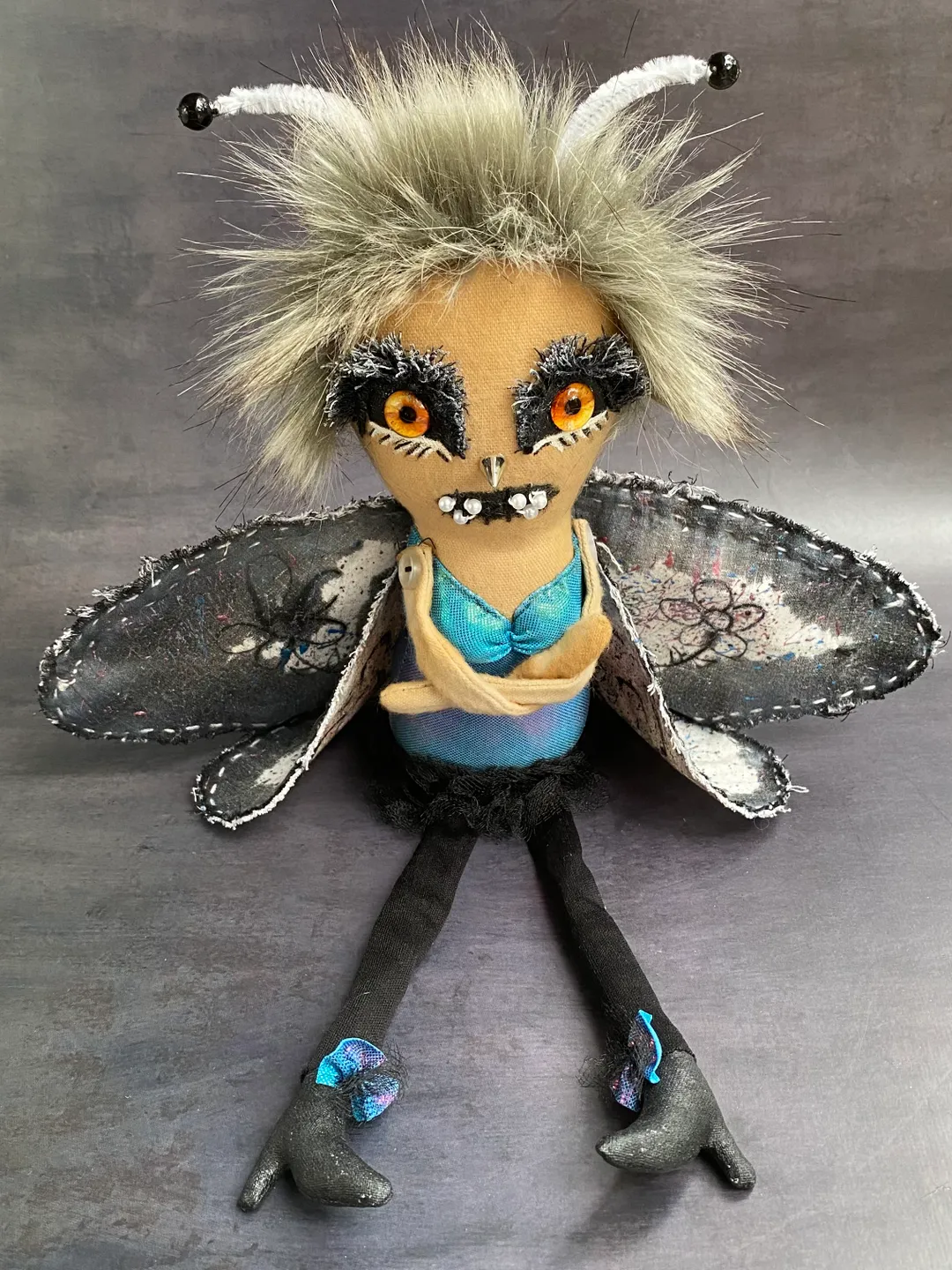 Creepy doll . Butterflay doll for Halloween decor . Insect for weird ...