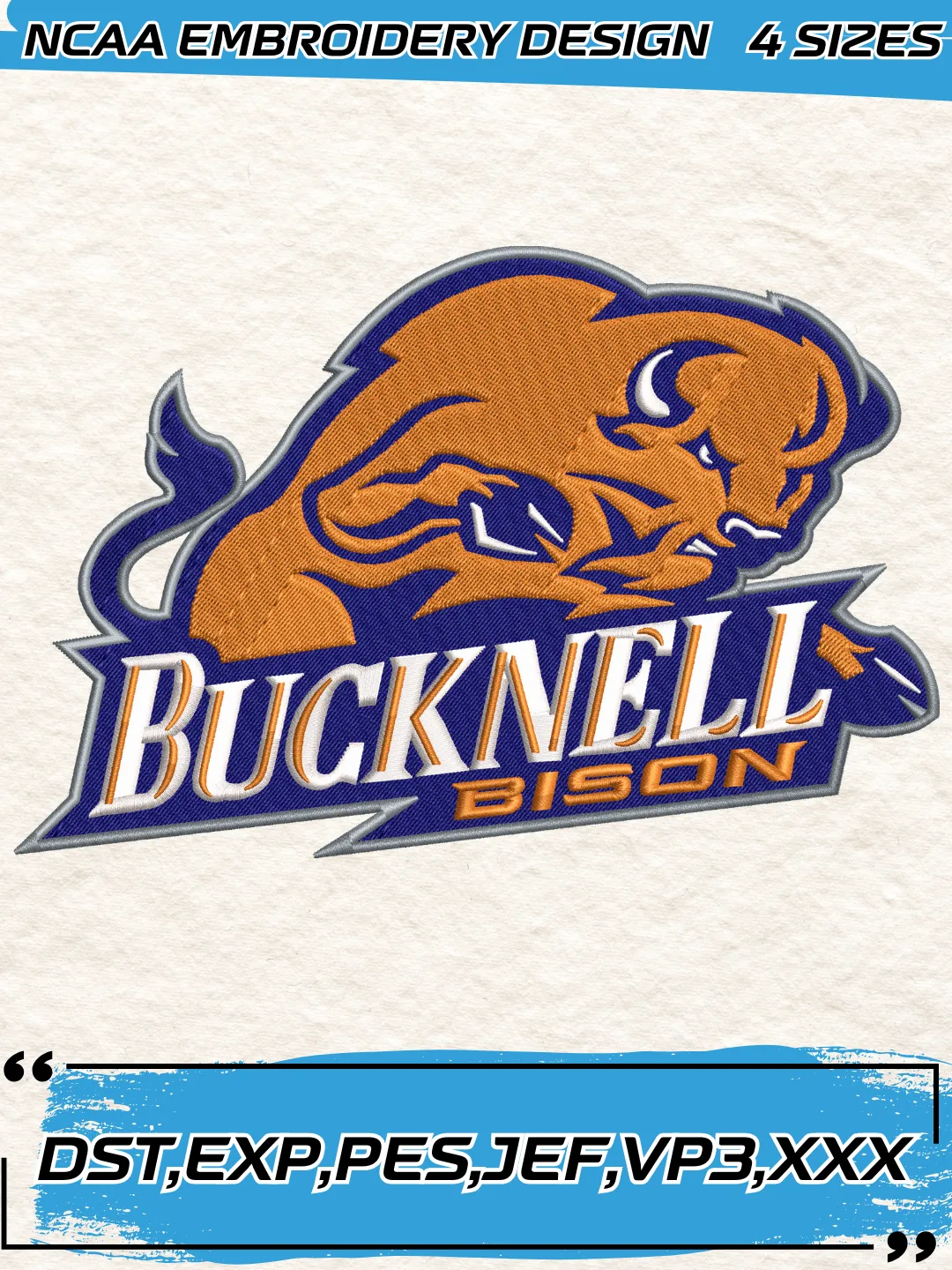 Bucknell Bison Logos Embroidery Design Files, NCAA Logos Embroidery ...