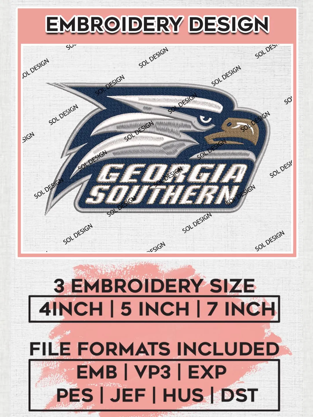 NCAA Georgia Southern Eagles Logo embroidery designs, NCAA Georgia ...