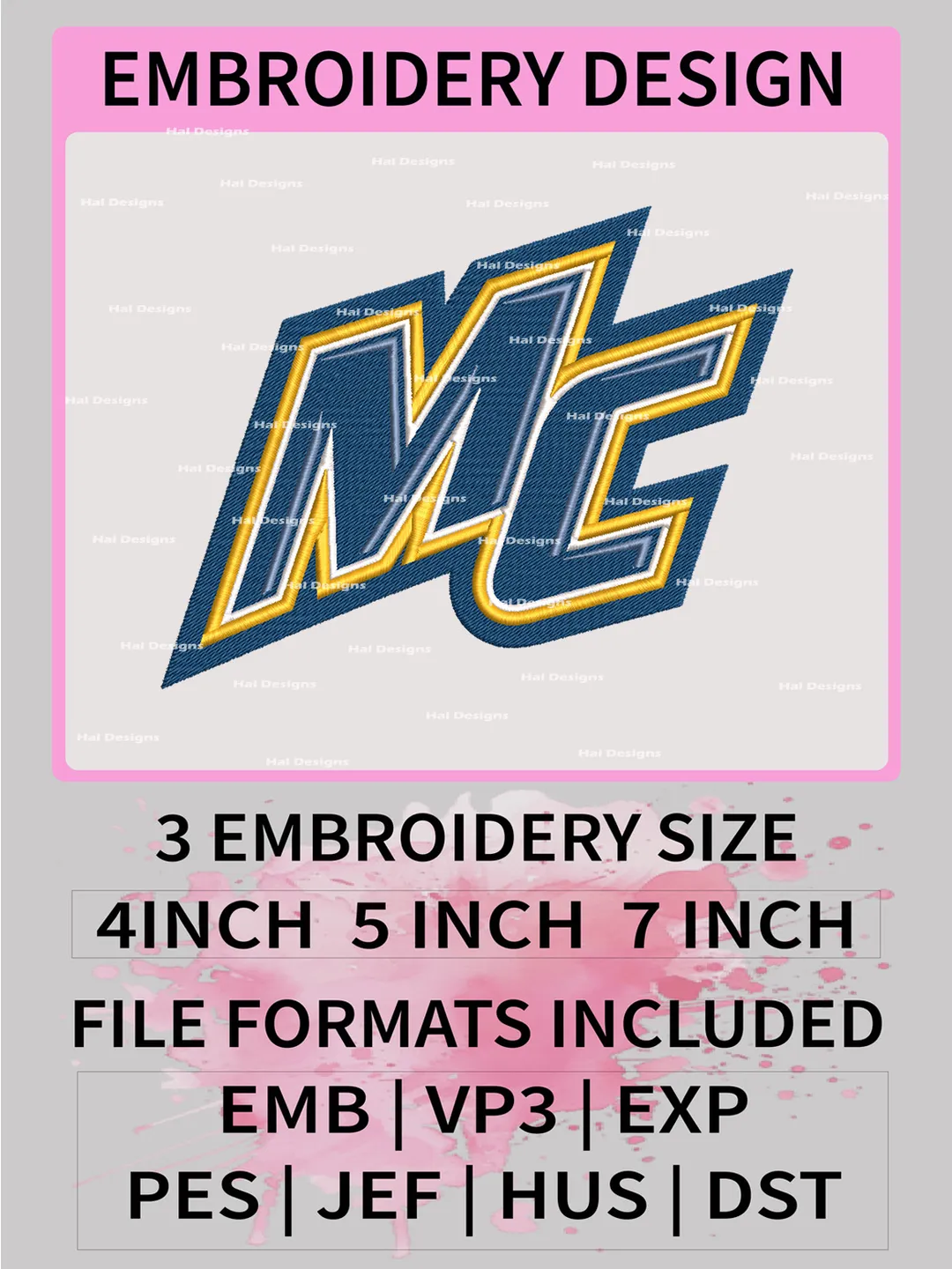 NCAA Merrimack College Embroidery File, 3 Sizes, 6 Formats, NCAA ...