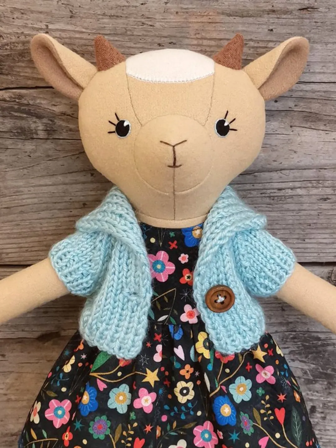 Brown bear girl, handmade plush toy, stuffed teddy bear doll, textile ...