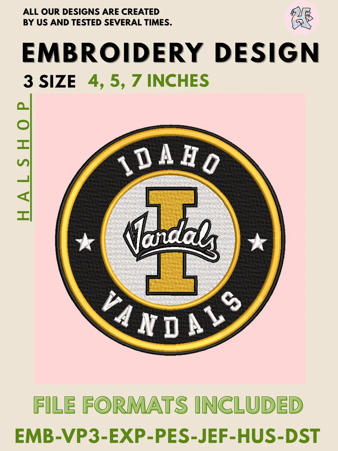NCAA Idaho Vandals Round Logo Embroidery, NCAA Idaho Vandals Logo ...