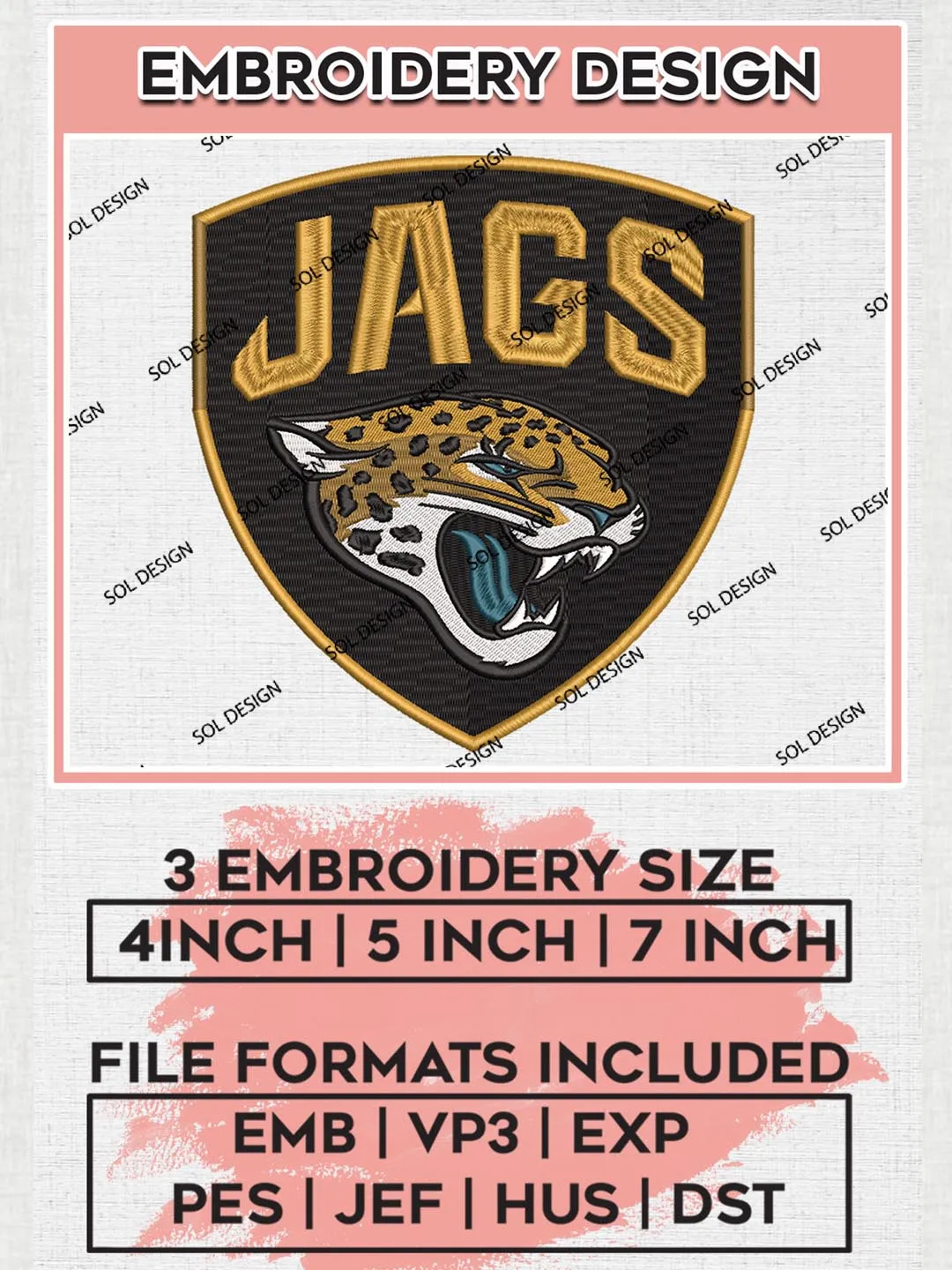 NFL Jacksonville Jaguars Embroidery Designs, NFL Jaguars, NFL ...