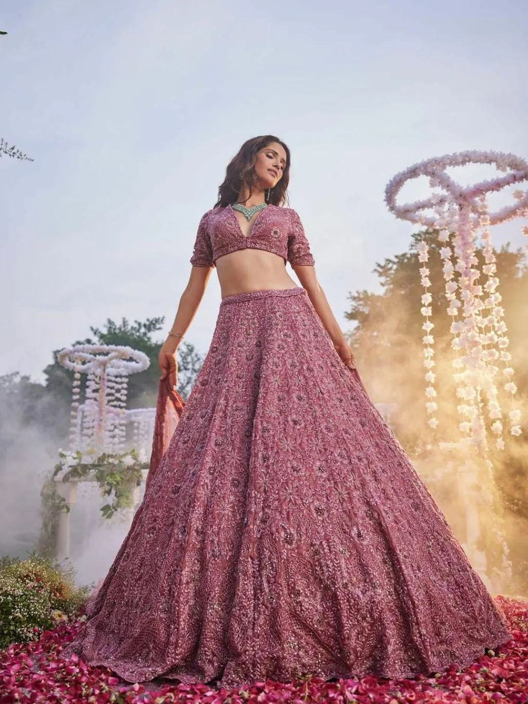 Pink Bridal Lehenga Choli for Wedding Indian Designer Embroidered ...