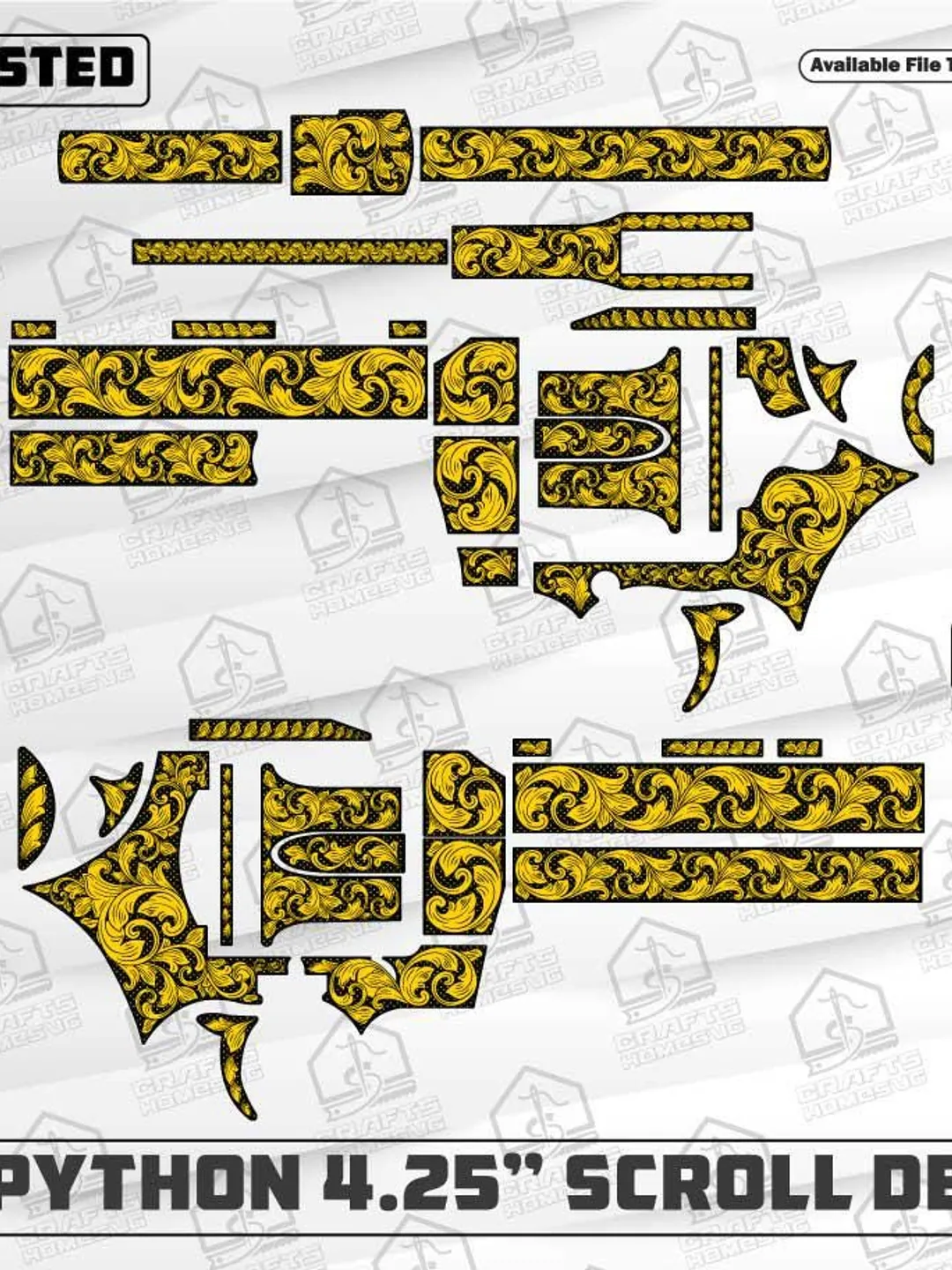 Colt Python 4.25 Inch Scroll Design SVG | Laser Cut File