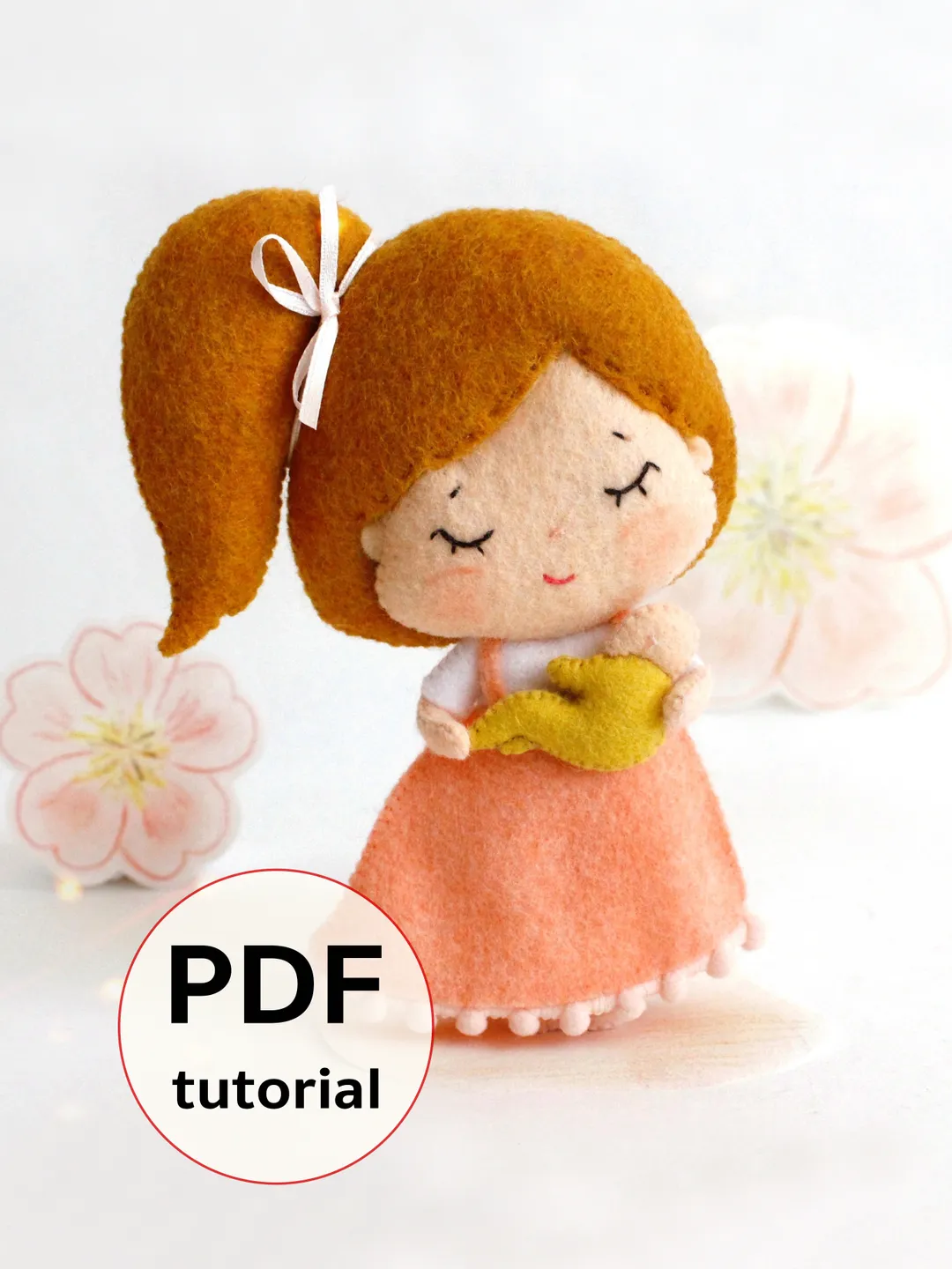 Felt mama doll with a baby hand sewing PDF tutorial with patterns. Soft ...