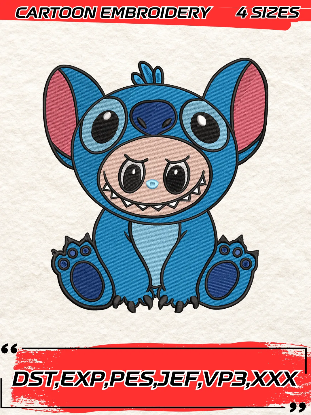 Labubu x Stitch Embroidery Design,Stitch Embroidery Design,Machine ...