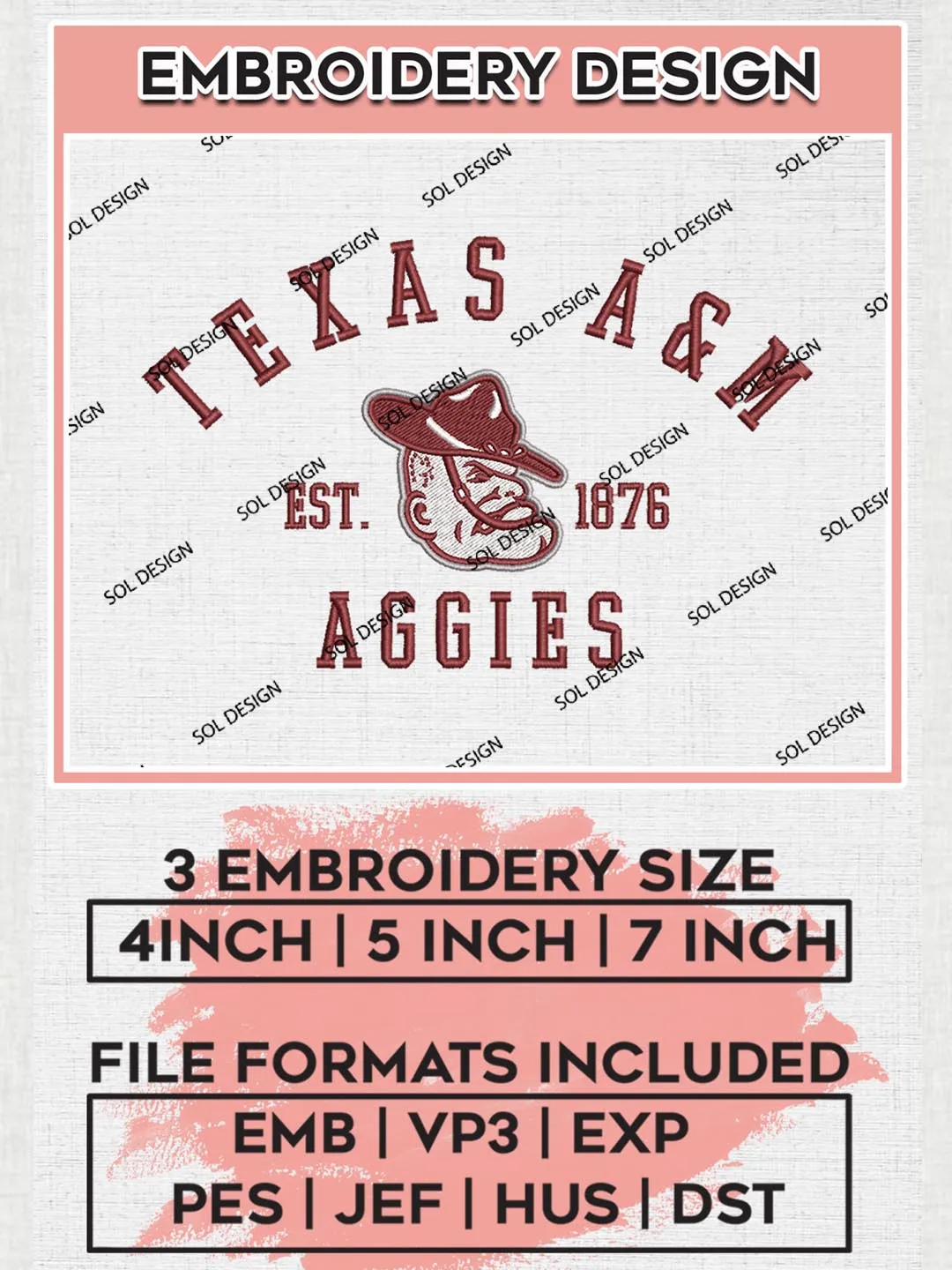 Texas A&M Aggies Est 1876 Embroidery Designs, NCAA Texas AM Aggies Team ...