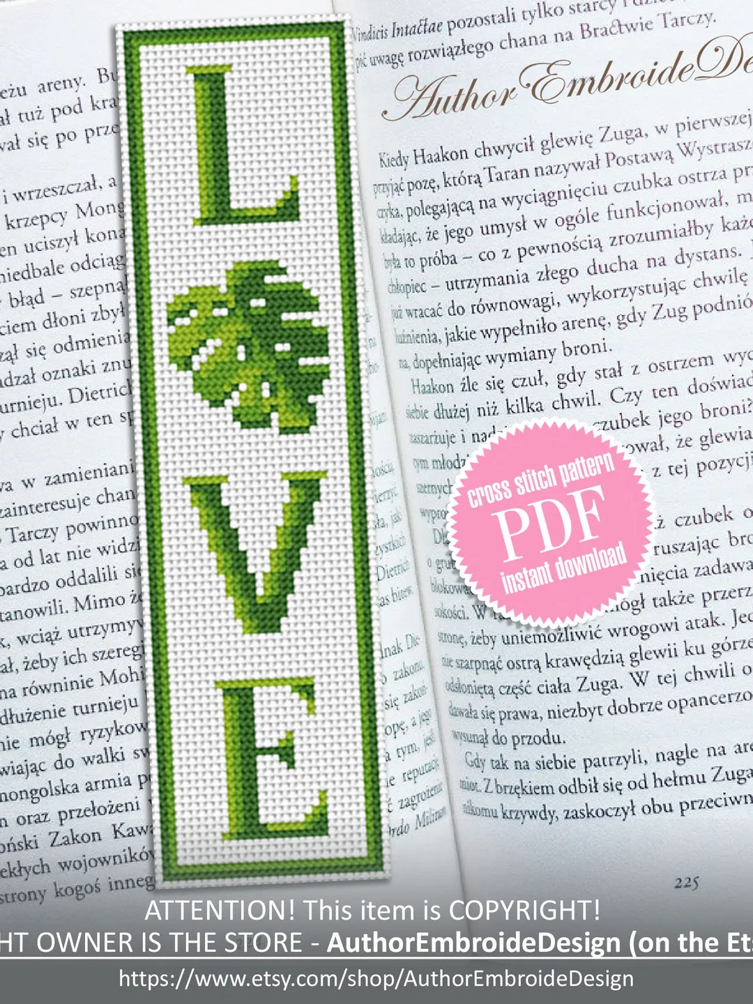 Monstera leaf cross stitch pattern PDF, Green tropical monstera pattern ...