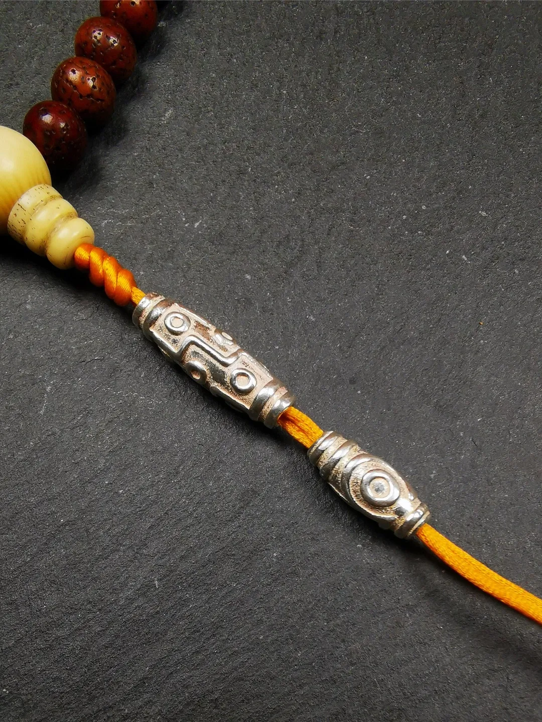 Gandhanra Handmade Tibetan Buddhist Mala Bead,Sterling Silver Dzi Bead ...