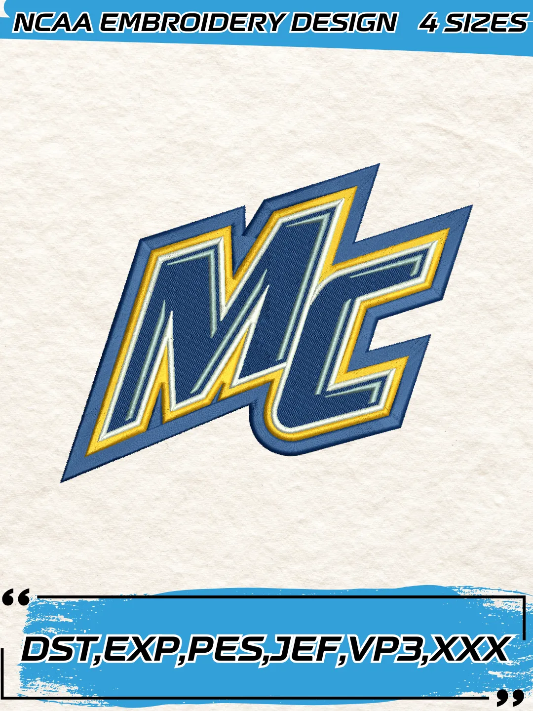 Merrimack Warriors Logos Embroidery Design Files, NCAA Logos Embroidery ...