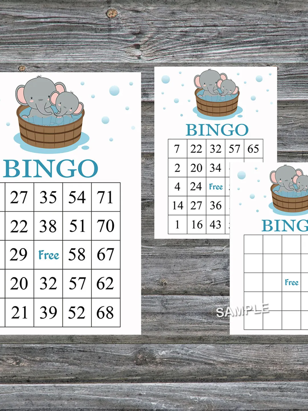 Baby elephant bingo cards,Baby elephant bingo game,Elephant printable ...