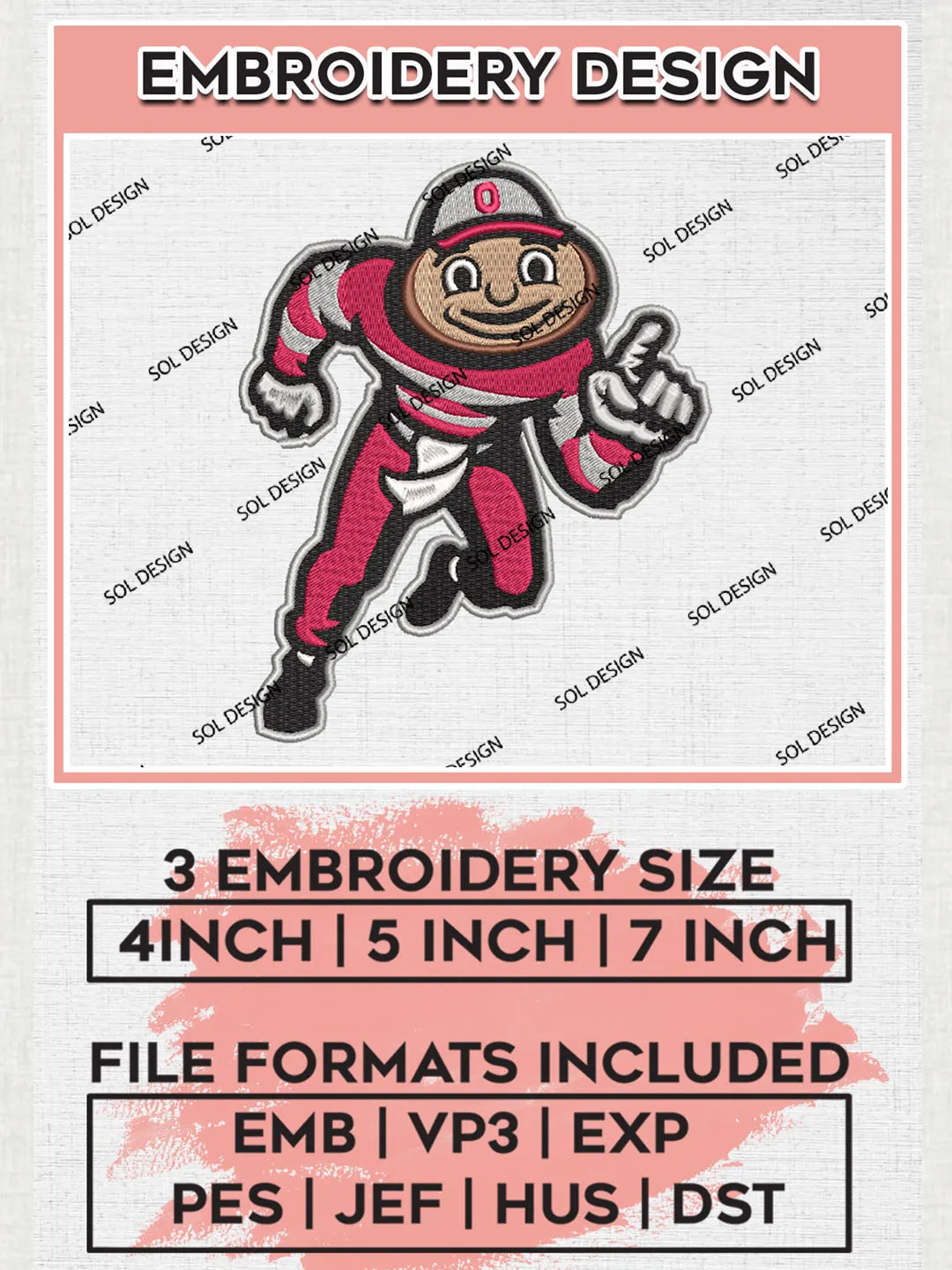 NCAA Ohio State Buckeyes Football Team Mascot Logo Embroidery Design ...
