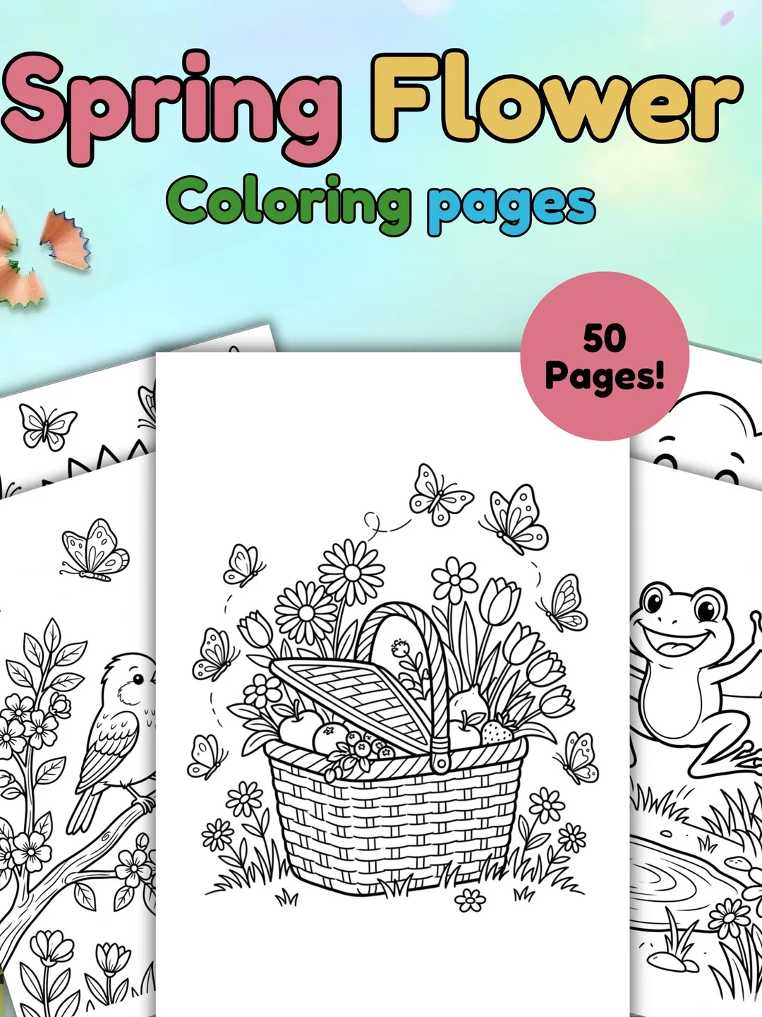 Kids Spring Coloring Book | Easy Flower Coloring Pages | Bold Simple ...