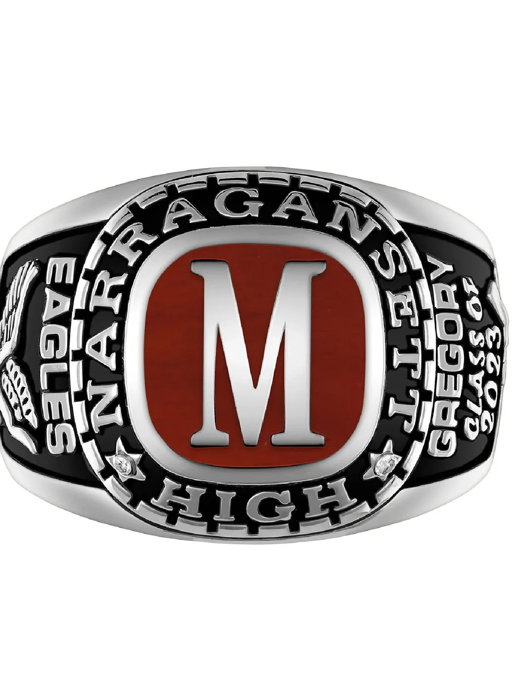 Unique Inside Engarve Class Ring | 925 Sterling Silver Cushion Gemstone ...