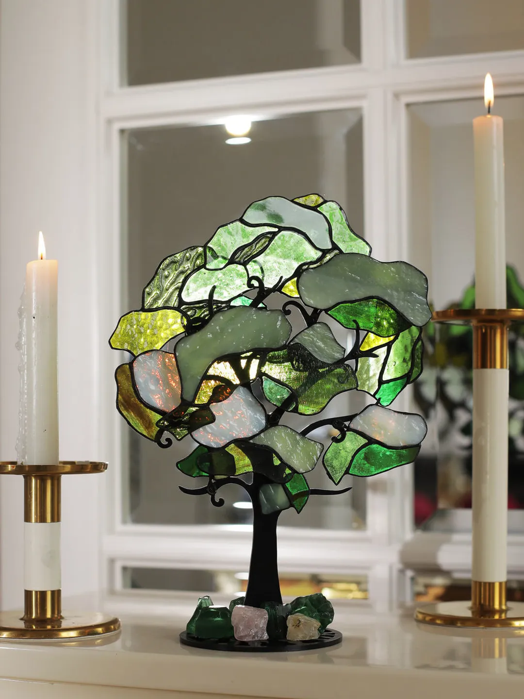 Tree. Summer and Autumn, Stained Glass Tree. Summer and Autumn, Stained ...