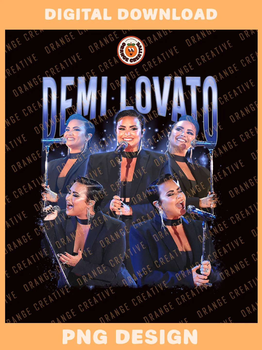 Vintage Demi Lo.vato Singer Bootleg T-shirt PNG, 90s Bootleg Template ...