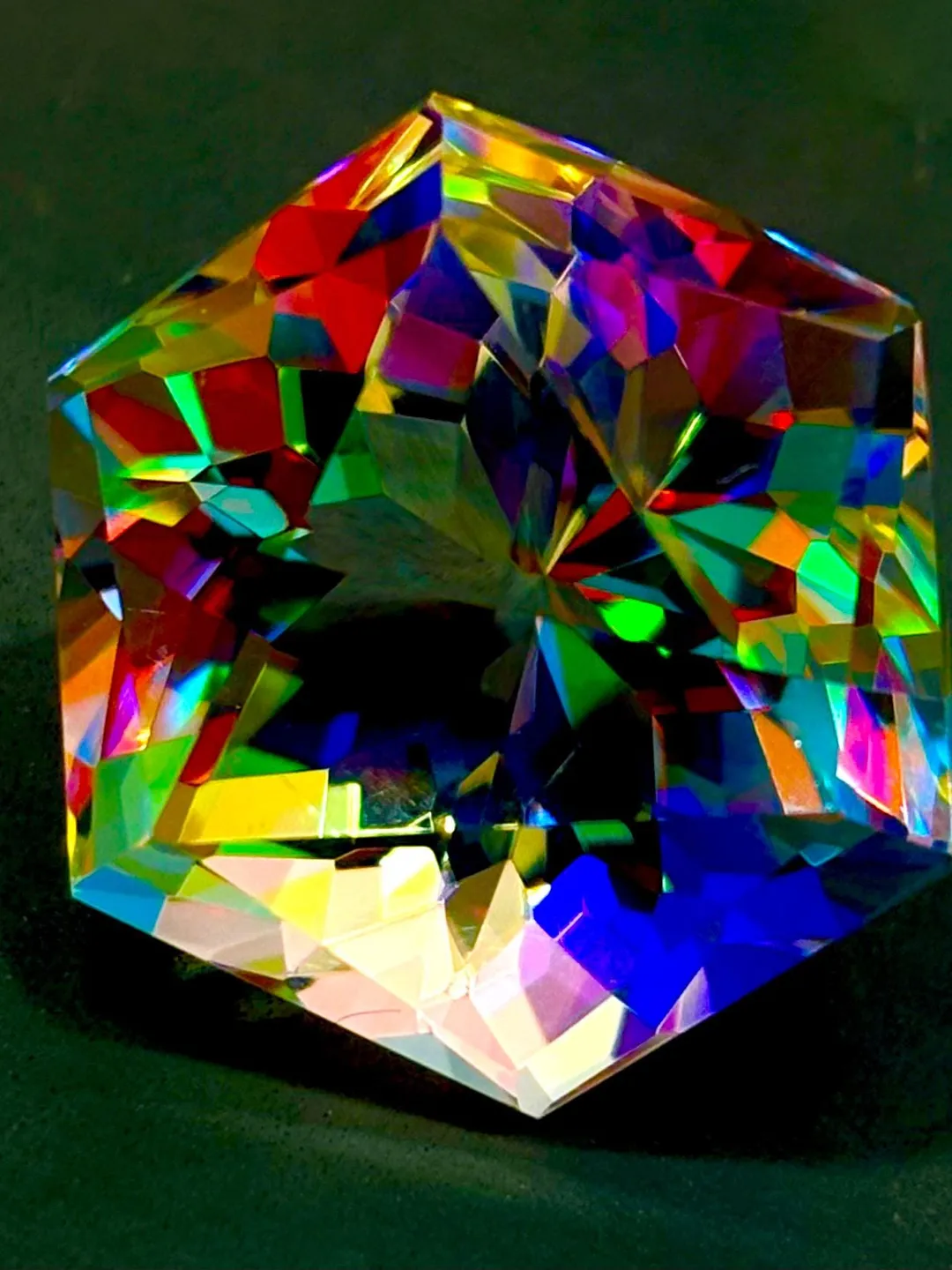 Rainbow Mystic Topaz Gemstone, Hexagon Fantasy Cut, 31 Carat