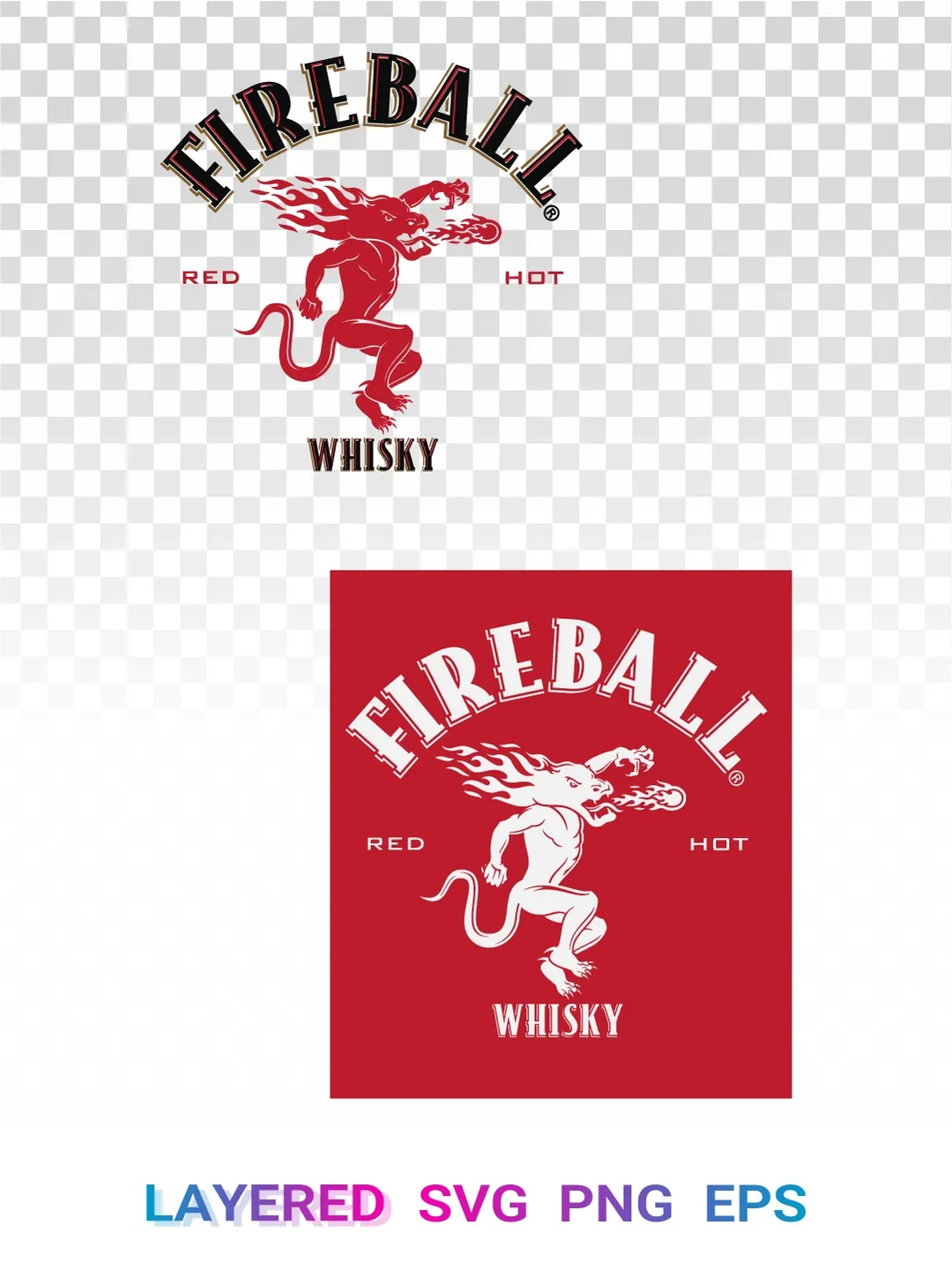 Fireball Whisky SVG, Logo PNG Transparent, Red Hot Dragon Cricut