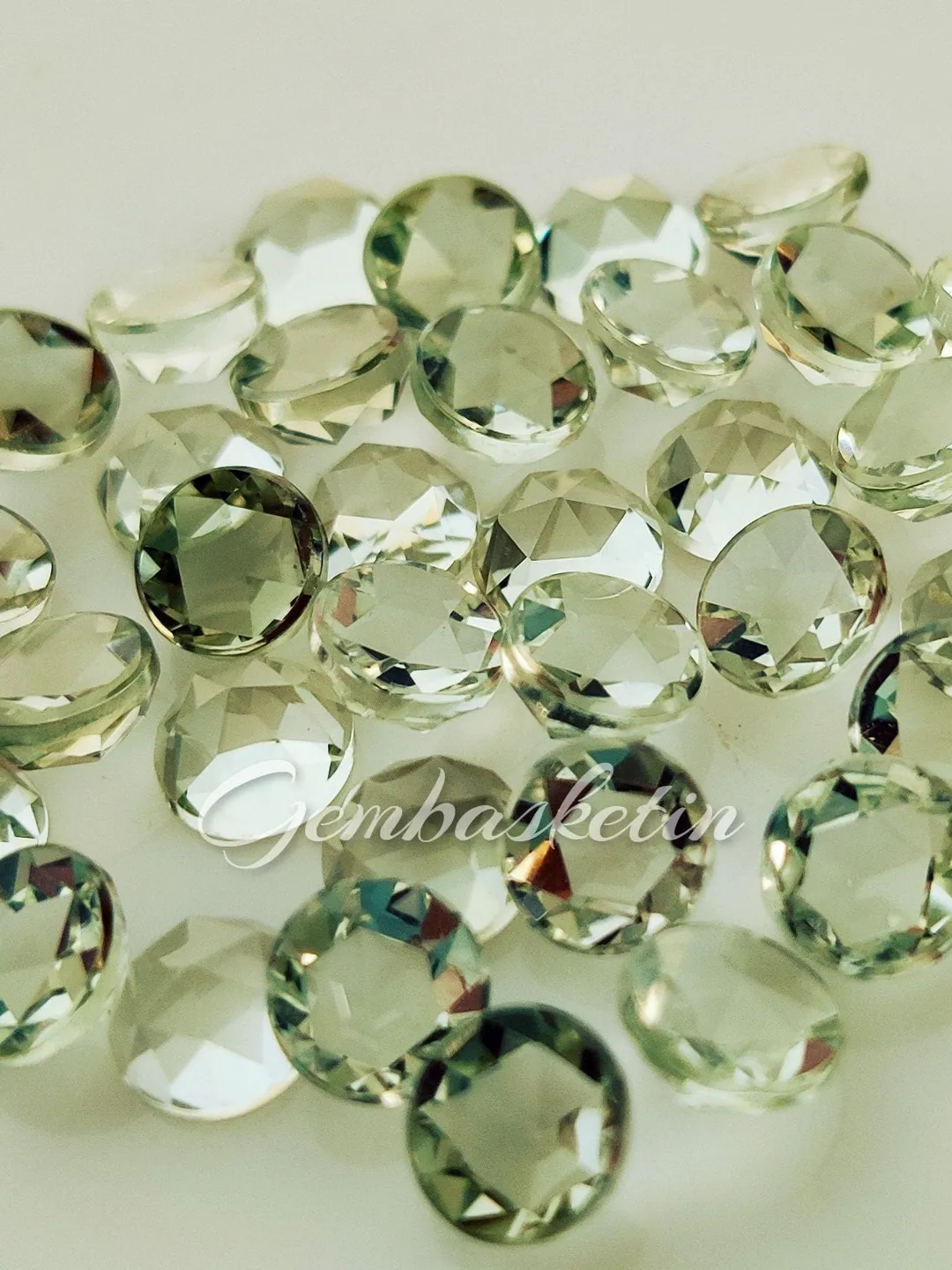 Green Amethyst Rose Cut Round Cabochon / Light Green Color / Fine ...