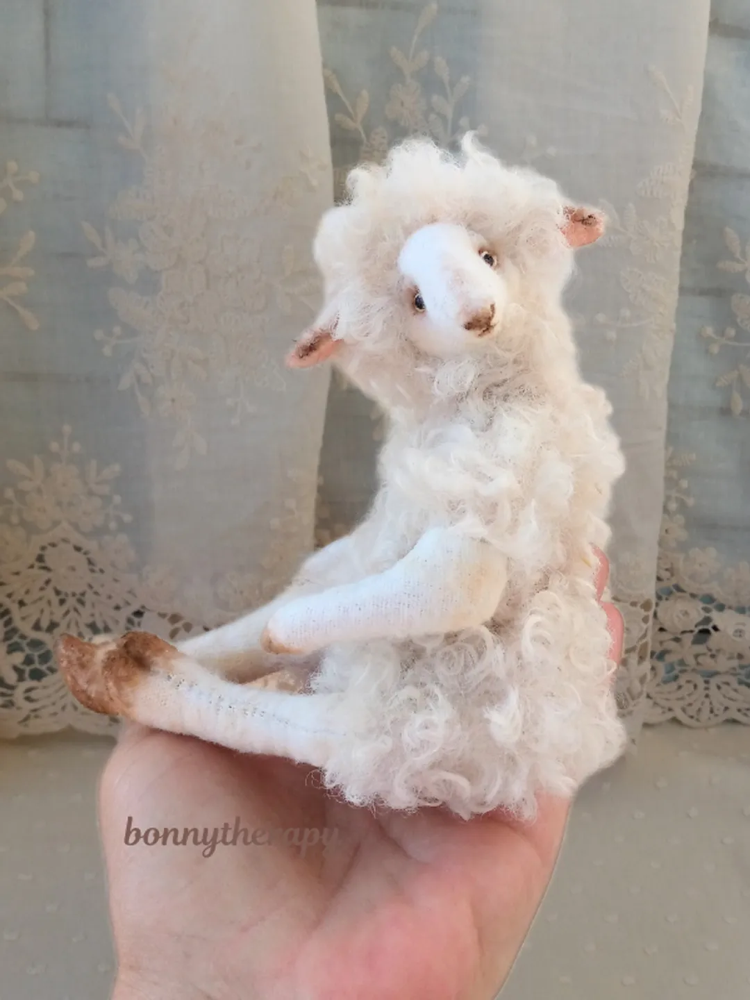 sheep plush toy in clothes 7.8 inches, handmade teddy sheep