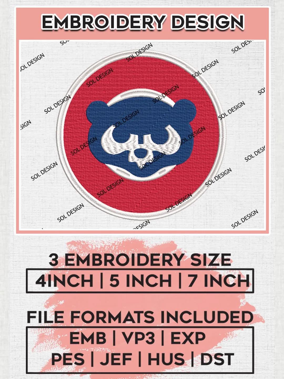 MLB Chicago Cubs Logo Embroidery Design Files, MLB Chicago Cubs Team ...