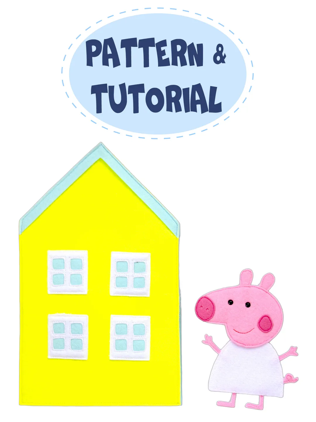 Peppa Pig family and friends from felt, PDF Pattern and Tutorial