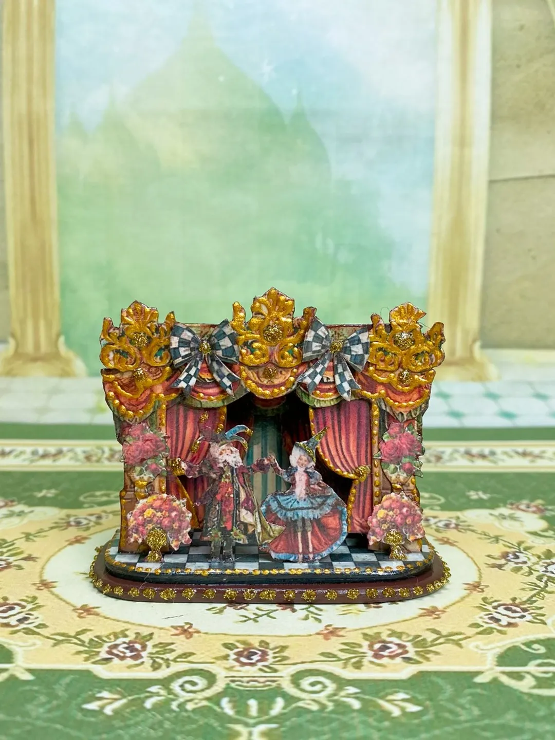 Vintage handmade puppet theater. 1:12. Author's design. miniature ...